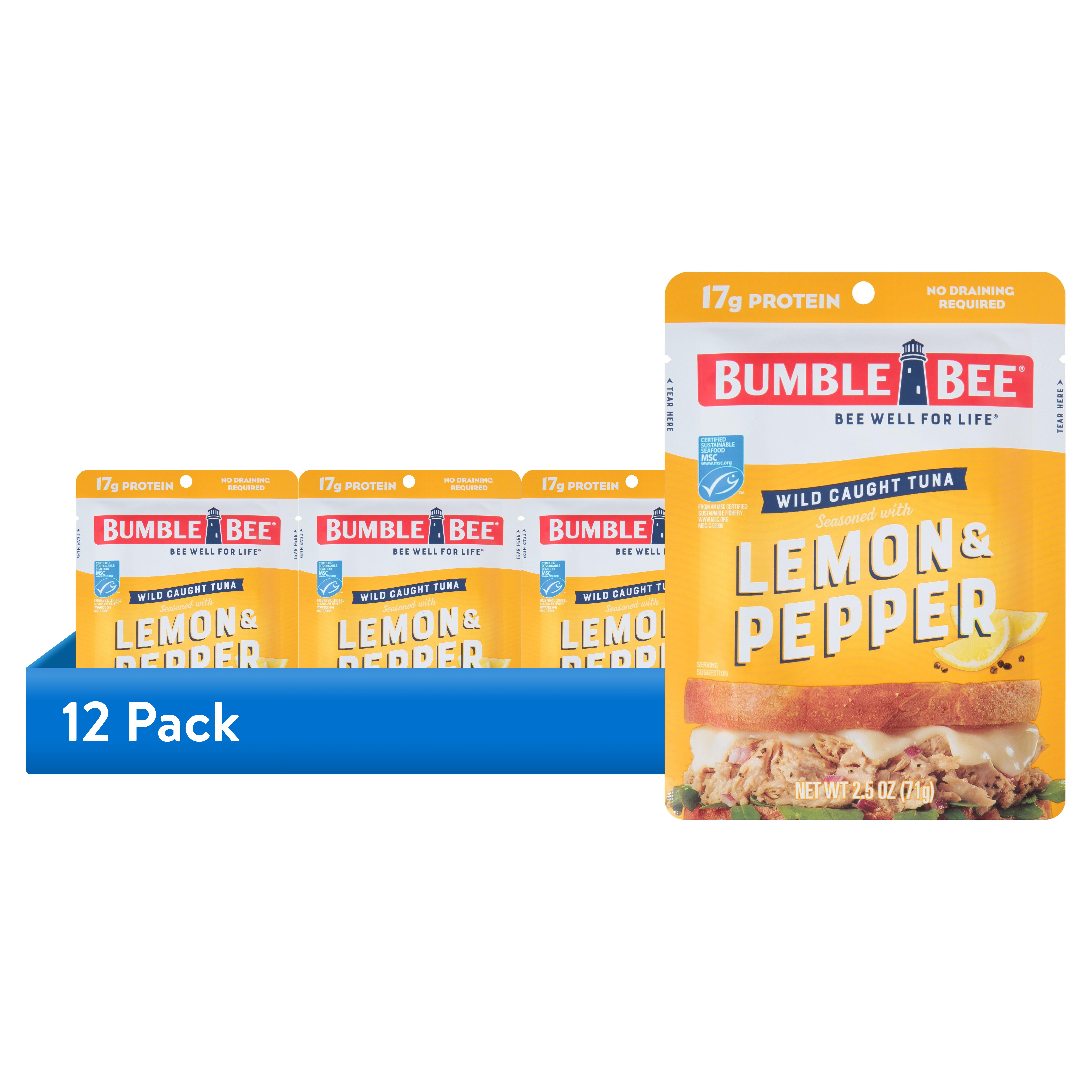 (12 pack) Bumble Bee Lemon & Pepper Seasoned Tuna, Wild Caught, Ready ...