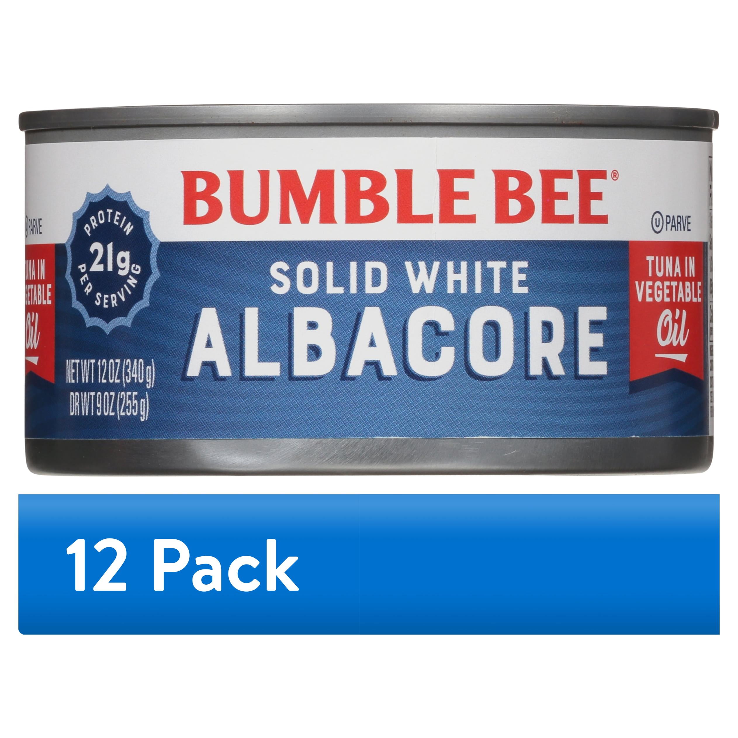 (12 pack) Bumble Bee Solid White Albacore Tuna in Oil, Wild Caught ...