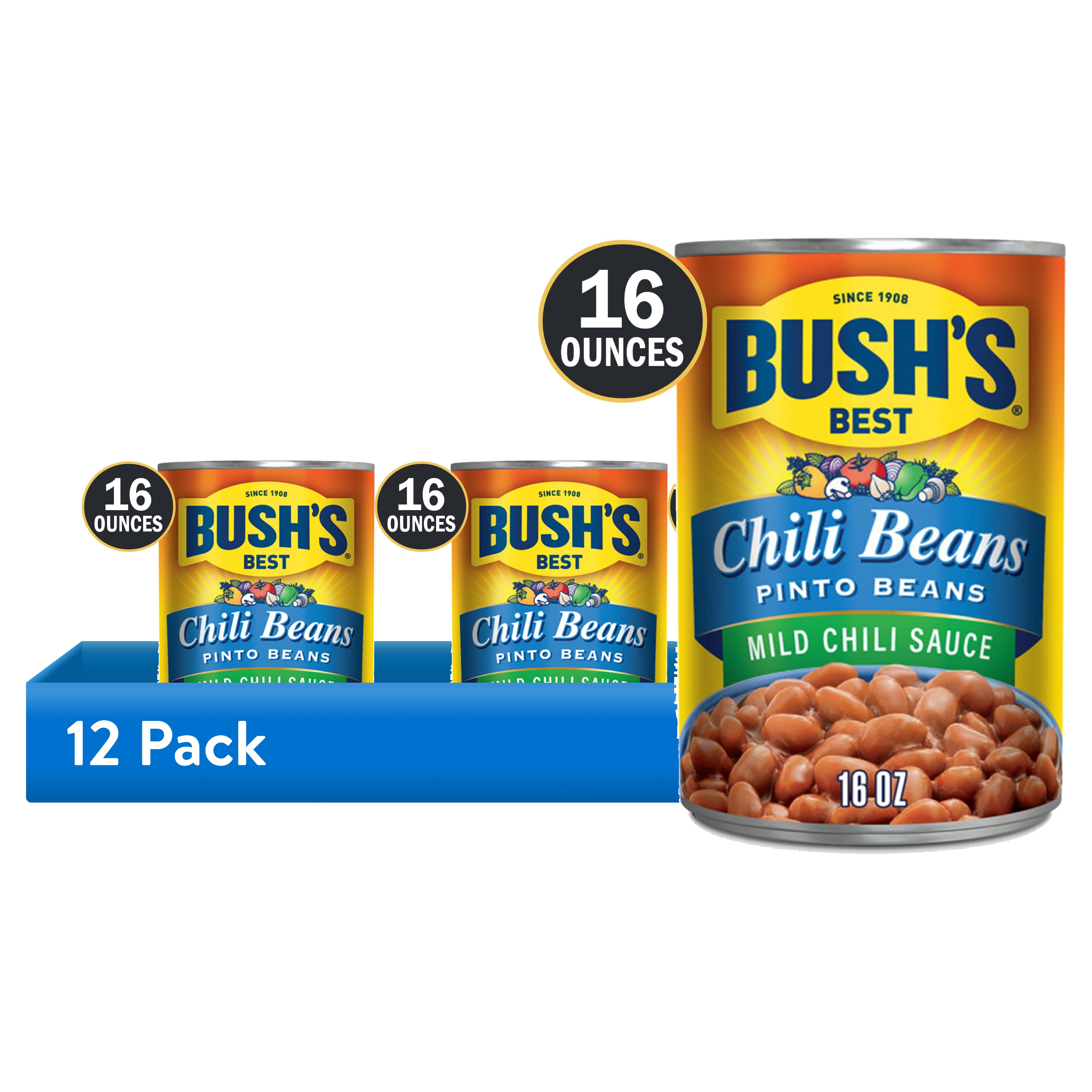 (12 pack) Bush's Chili Beans, Canned Pinto Beans in Mild Chili Sauce ...