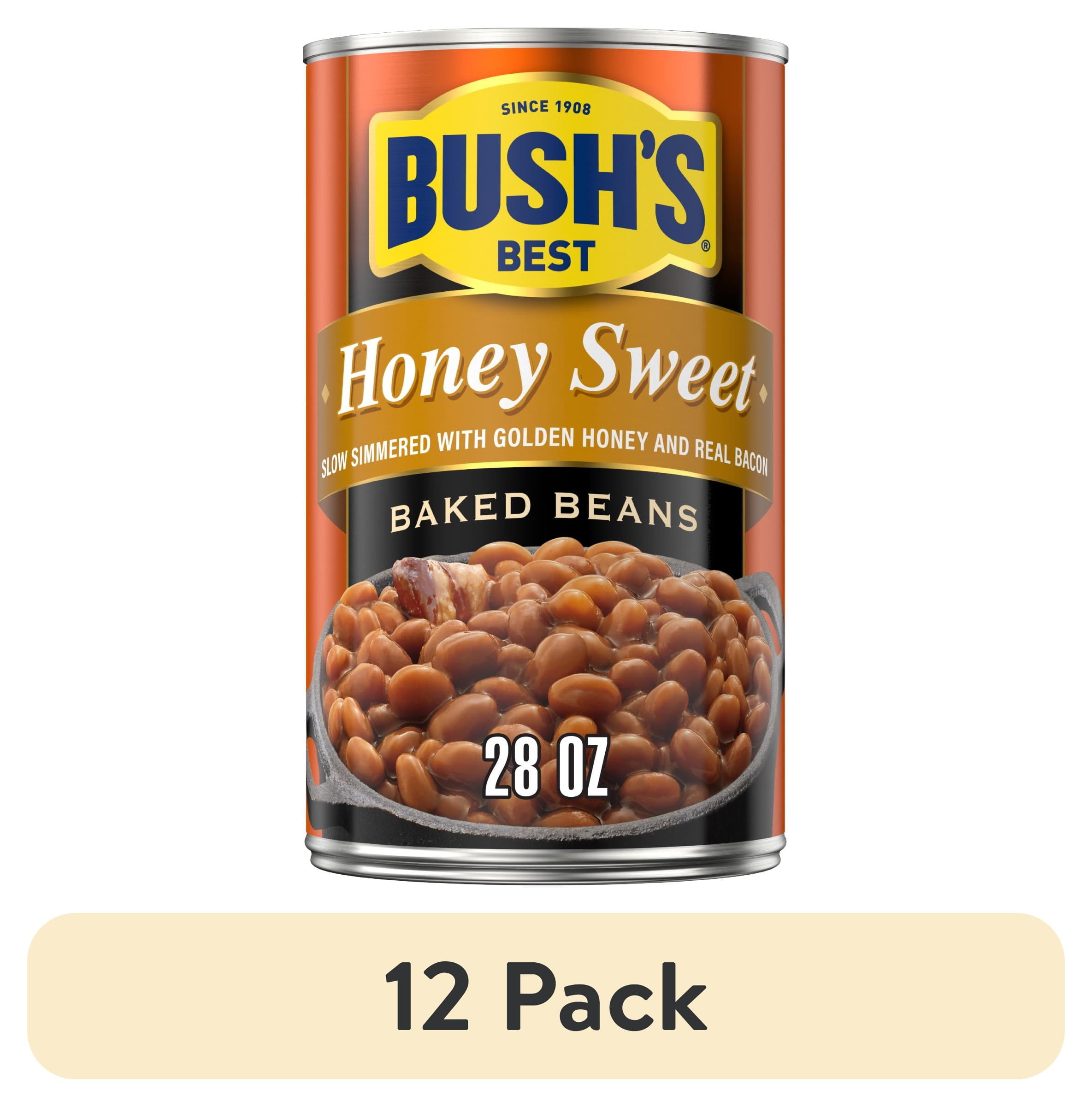 (12 pack) Bush's Honey Sweet Baked Beans, Canned Beans, 28 oz Can ...