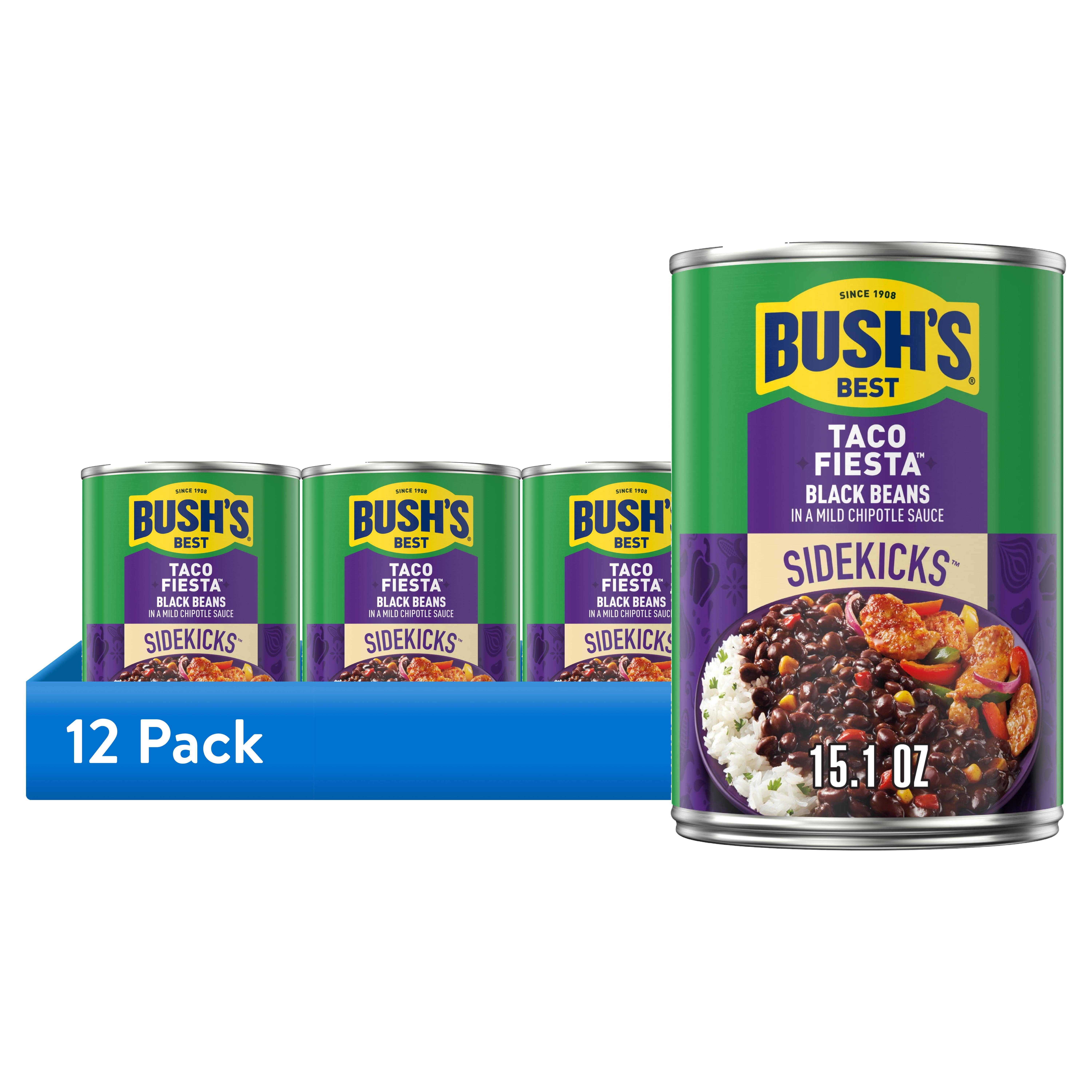 (12 pack) Bush's Sidekicks Taco Fiesta Black Beans, Canned Black Beans ...