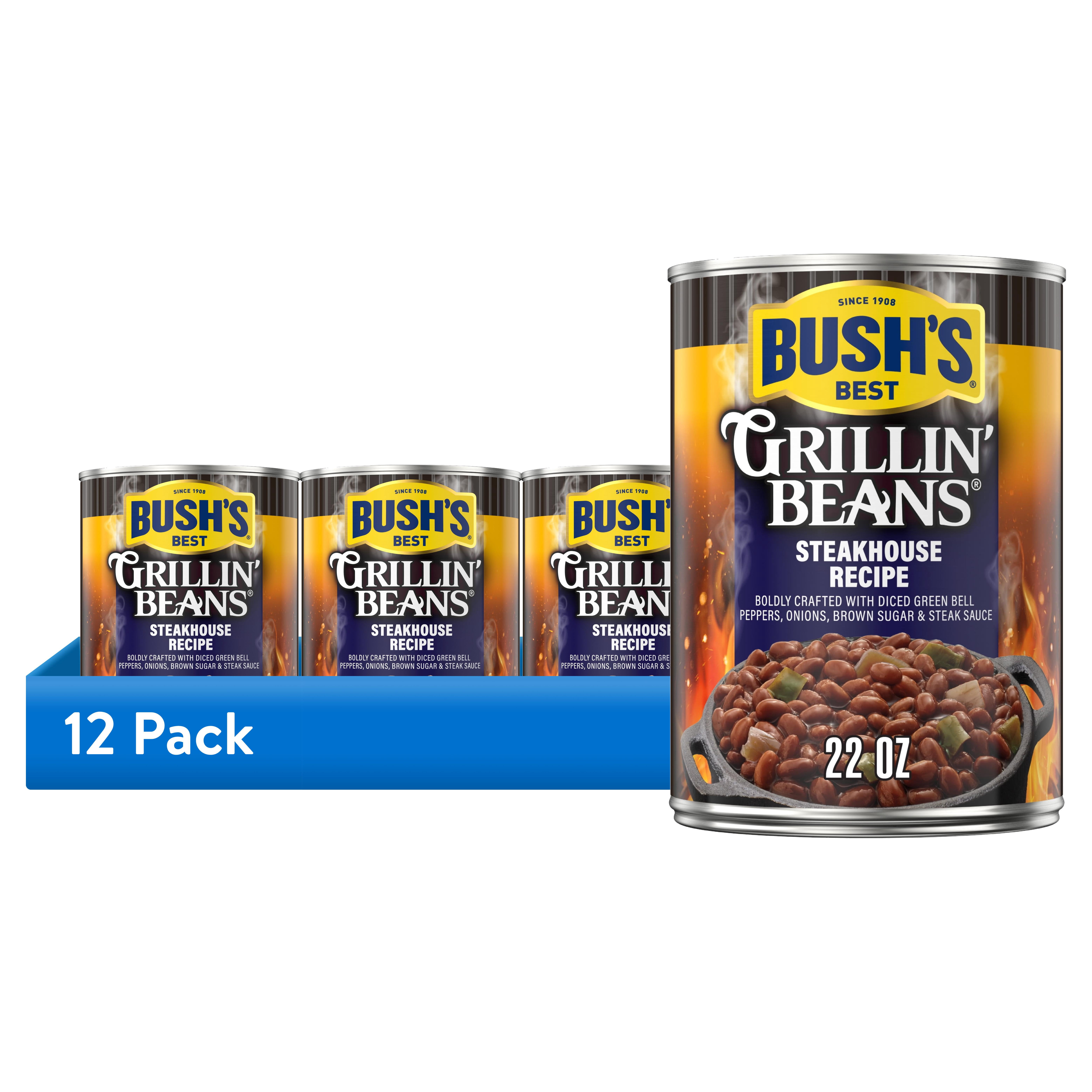 (12 pack) Bush's Steakhouse Recipe Grillin' Beans, Canned Beans in ...