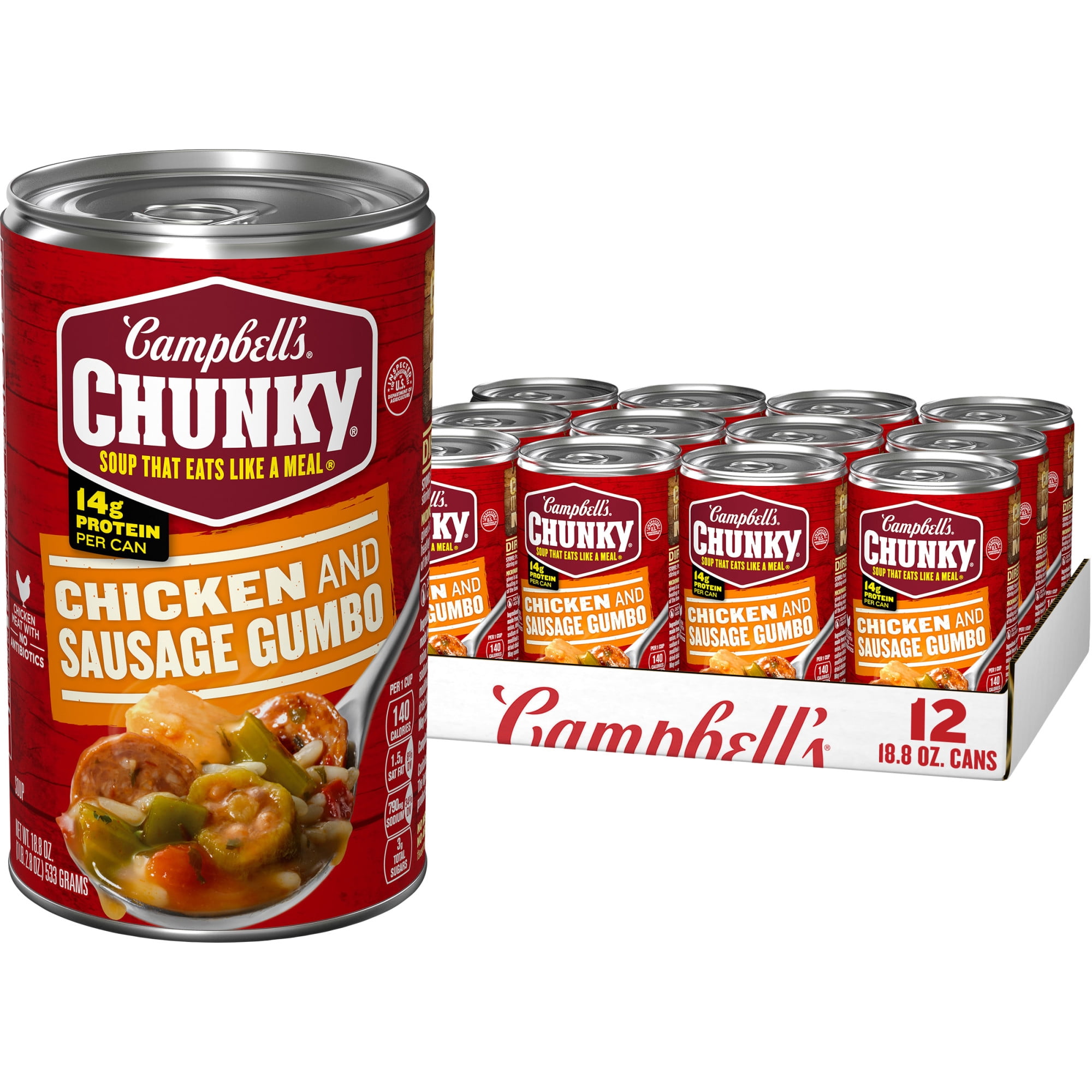 (12 pack) (Case of 12) Campbell's Chunky Chicken and Sausage Gumbo, 18. ...