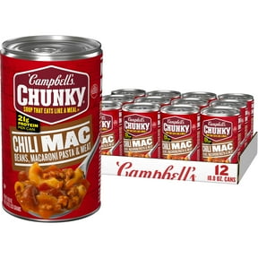 Chunky Chili Dog Mac Soup 18.8 oz Can with Hot Dogs, Beef, Pasta, and ...
