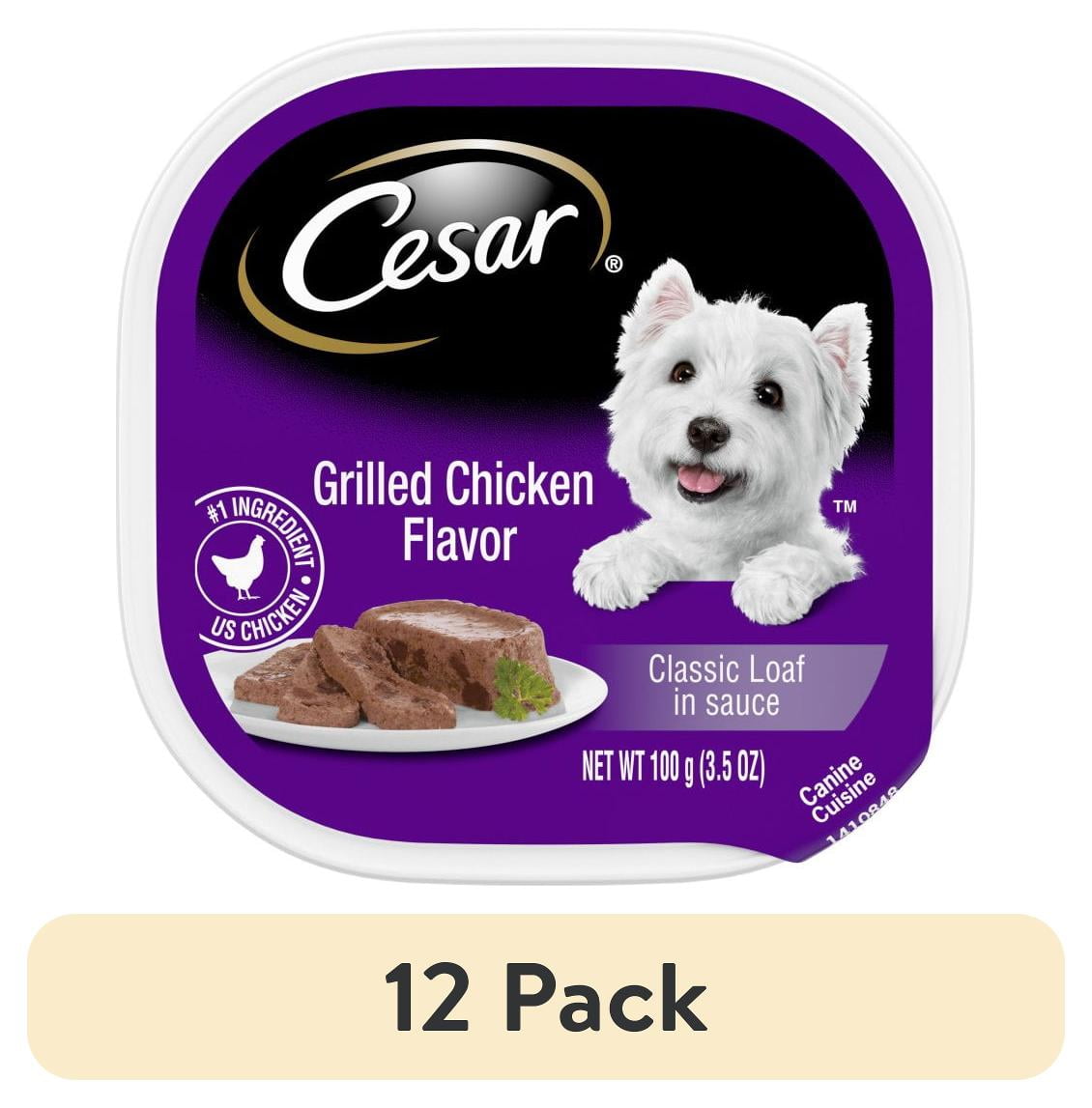 (12 pack) Cesar Classic Loaf in Sauce Grilled Chicken Wet Dog Food, 3.5 ...