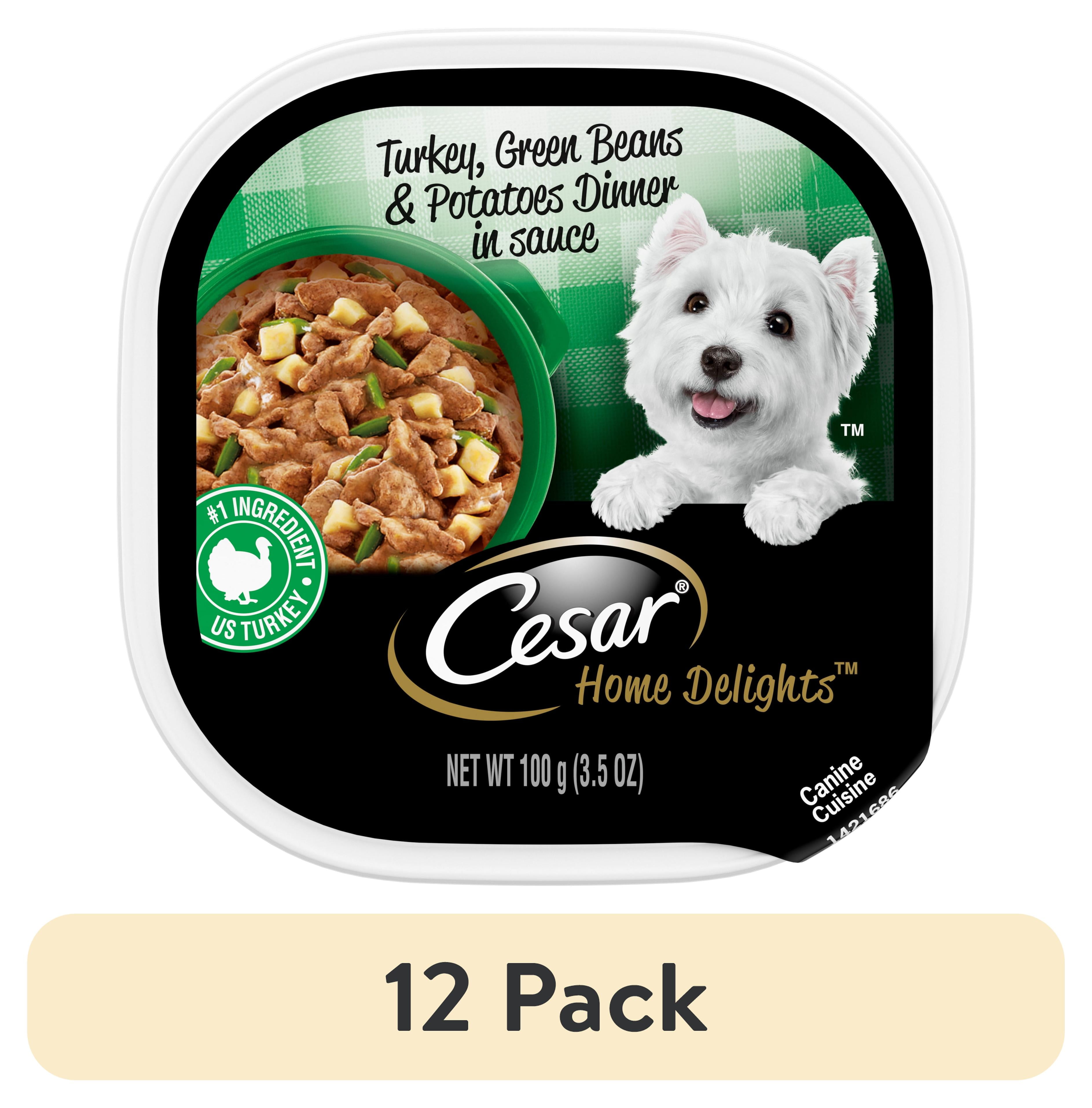 (12 pack) Cesar Home Delights Adult Wet Dog Food, Turkey, Green Beans ...