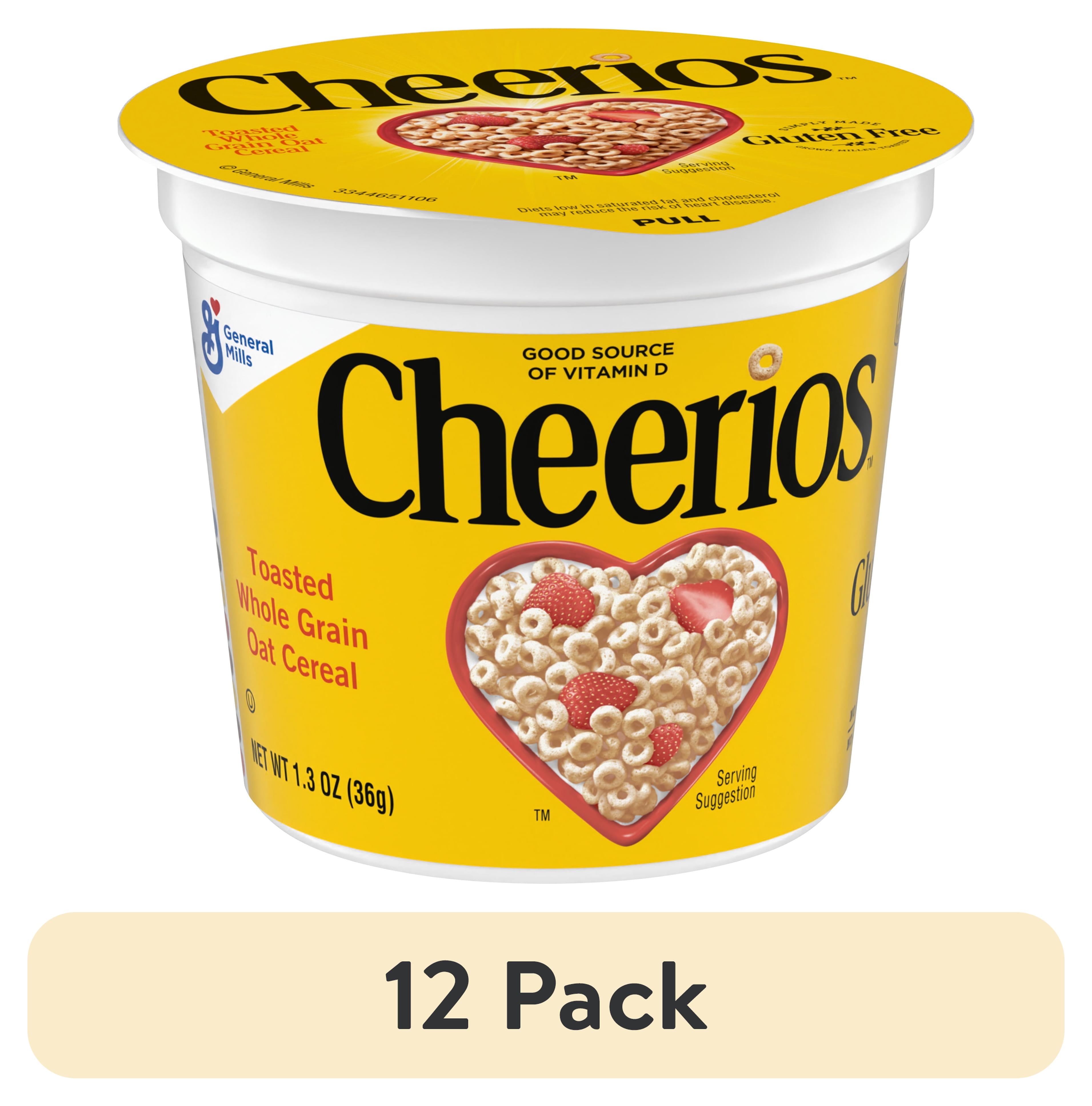 (12 pack) Cheerios Breakfast Cereal Cup, Gluten Free, Single Serve ...