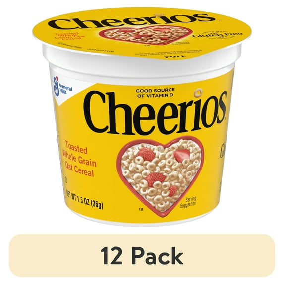(12 pack) Cheerios Breakfast Cereal Cup, Gluten Free, Single Serve ...