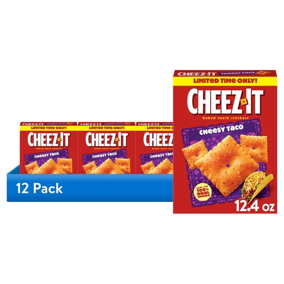 (12 pack) Cheez-It Cheesy Taco Baked Snack Crackers, Lunch Snacks, 12.4 ...