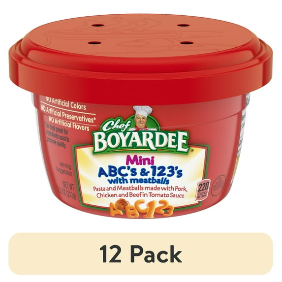 (12 pack) Chef Boyardee Mini ABC's and 123's with Meatballs in Tomato ...