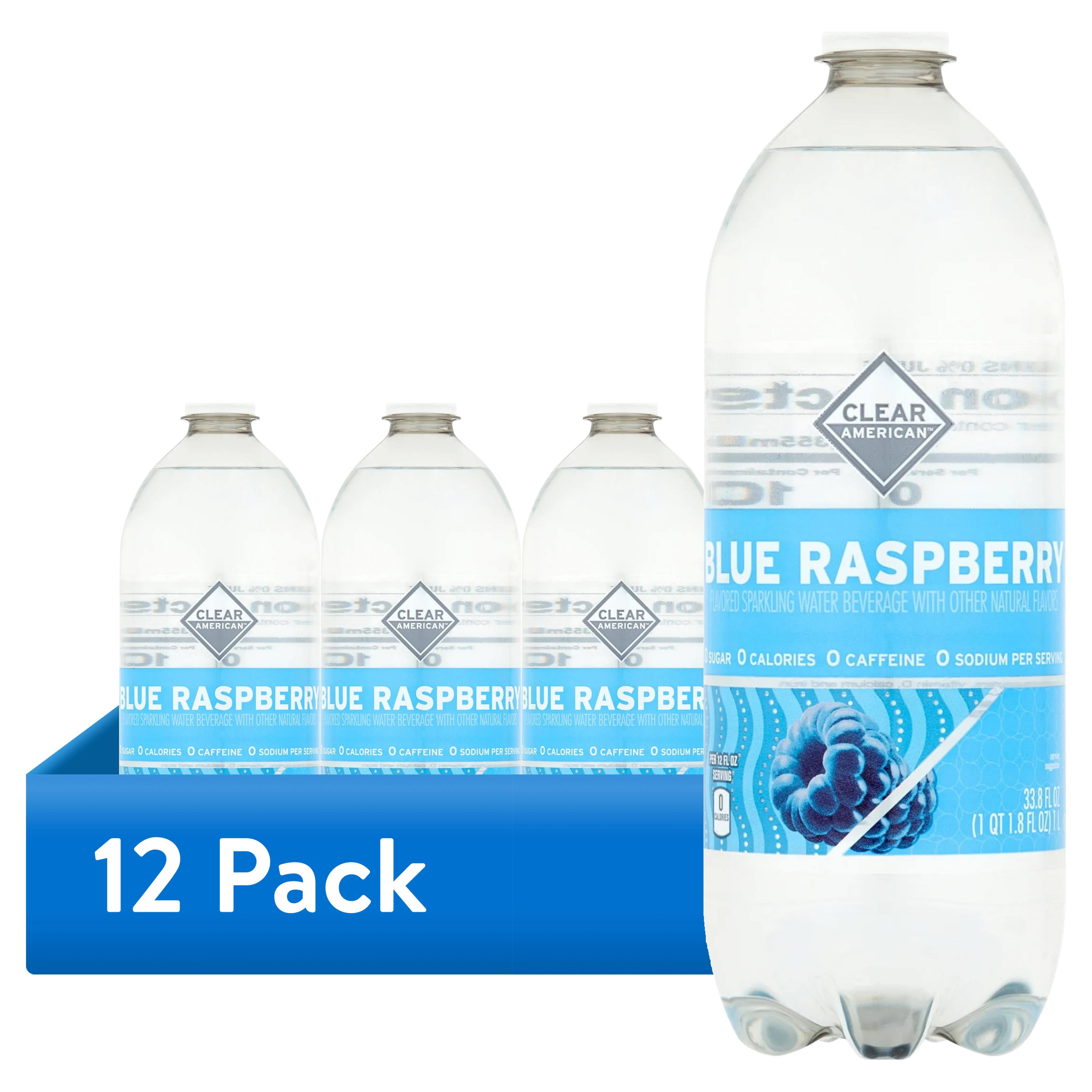 (12 pack) Clear American Blue Raspberry Sparkling Water, 1 Liter ...