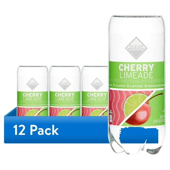 (12 pack) Clear American Cherry Limeade Sparkling Water, 33.8 fl oz ...