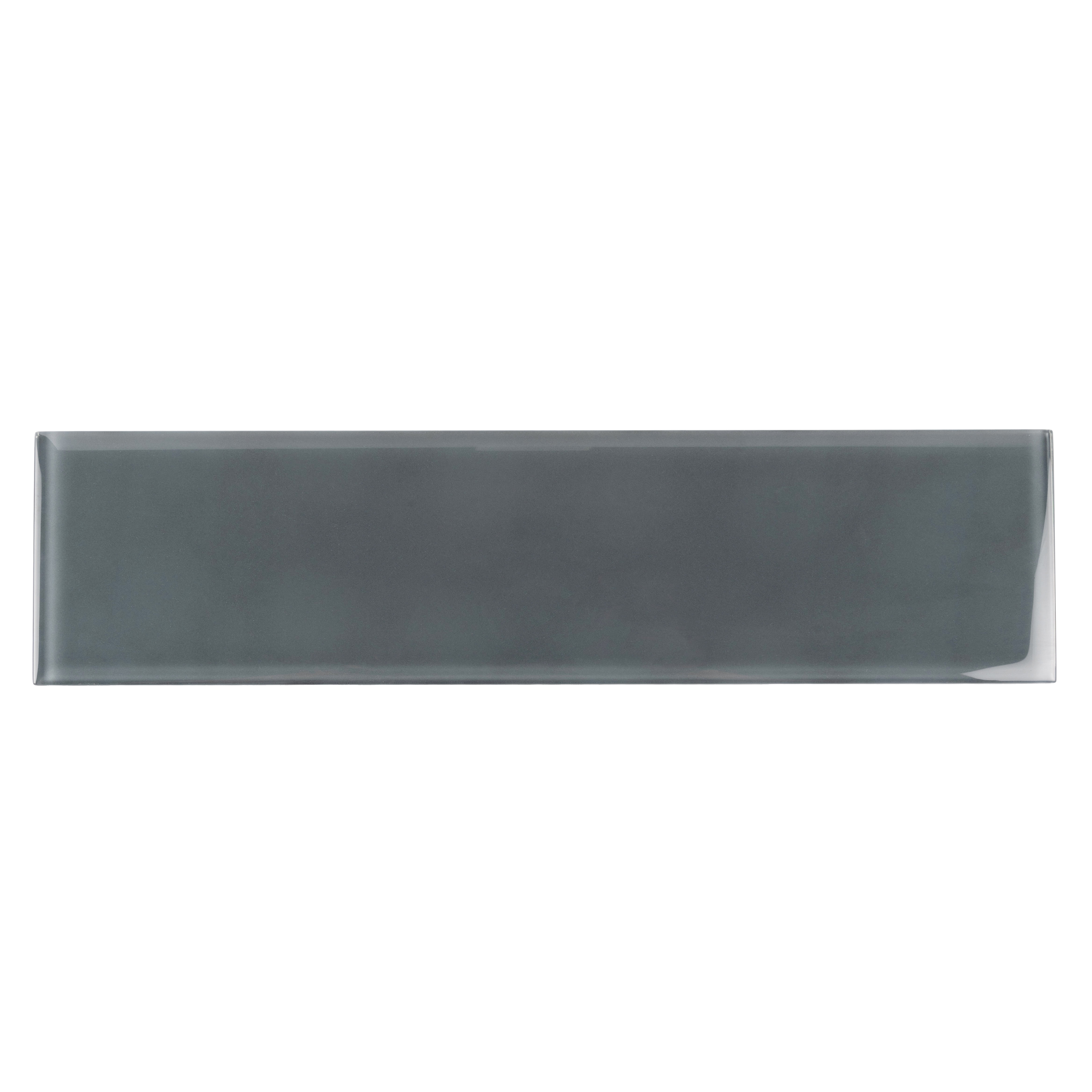 12 pack Coin Gray 4 in. x 16 in. Polished Glass Subway Wall Tile (5.33 ...