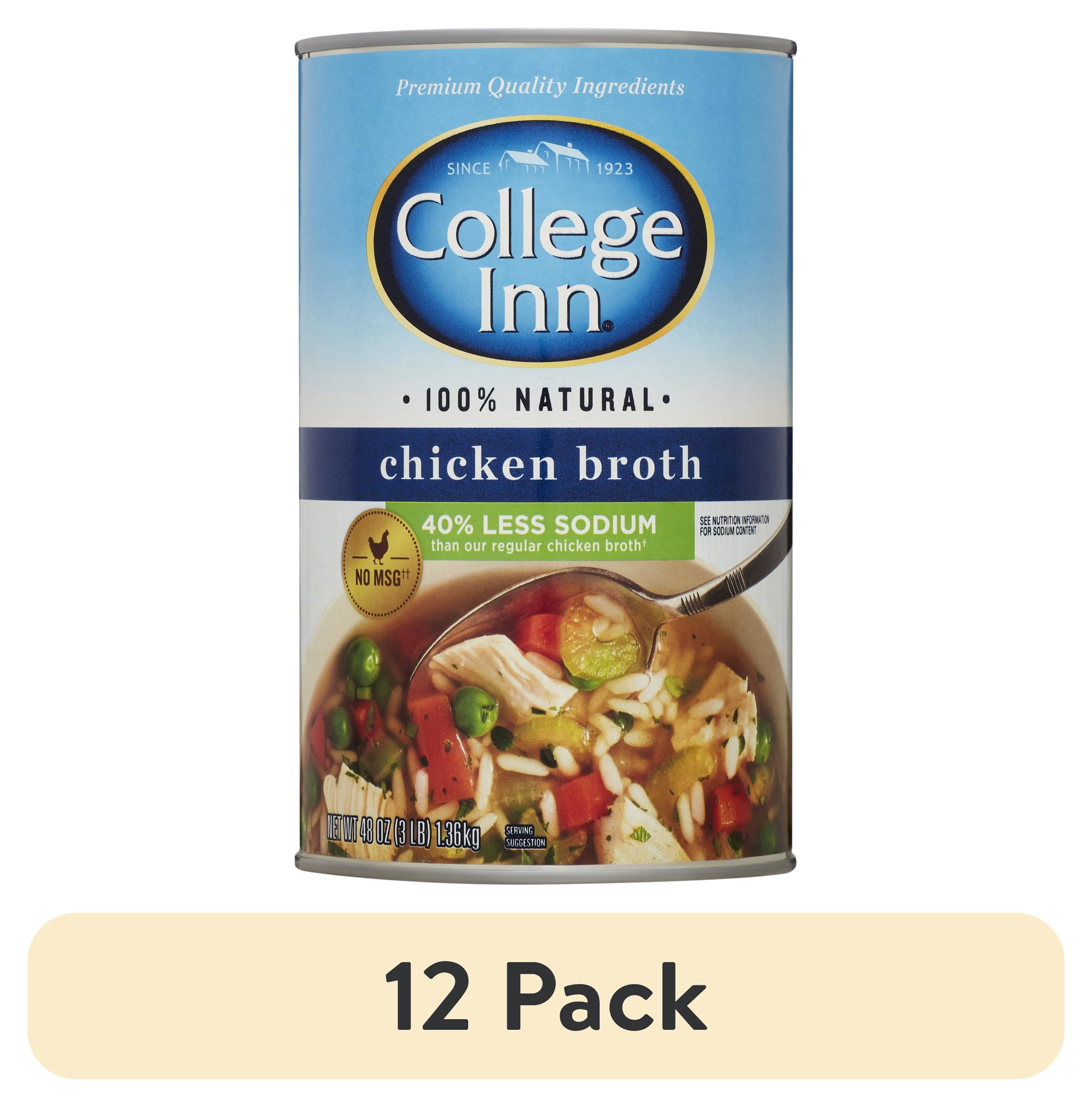 (12 pack) College Inn 40% Less Sodium Chicken Broth, 48 oz Can ...