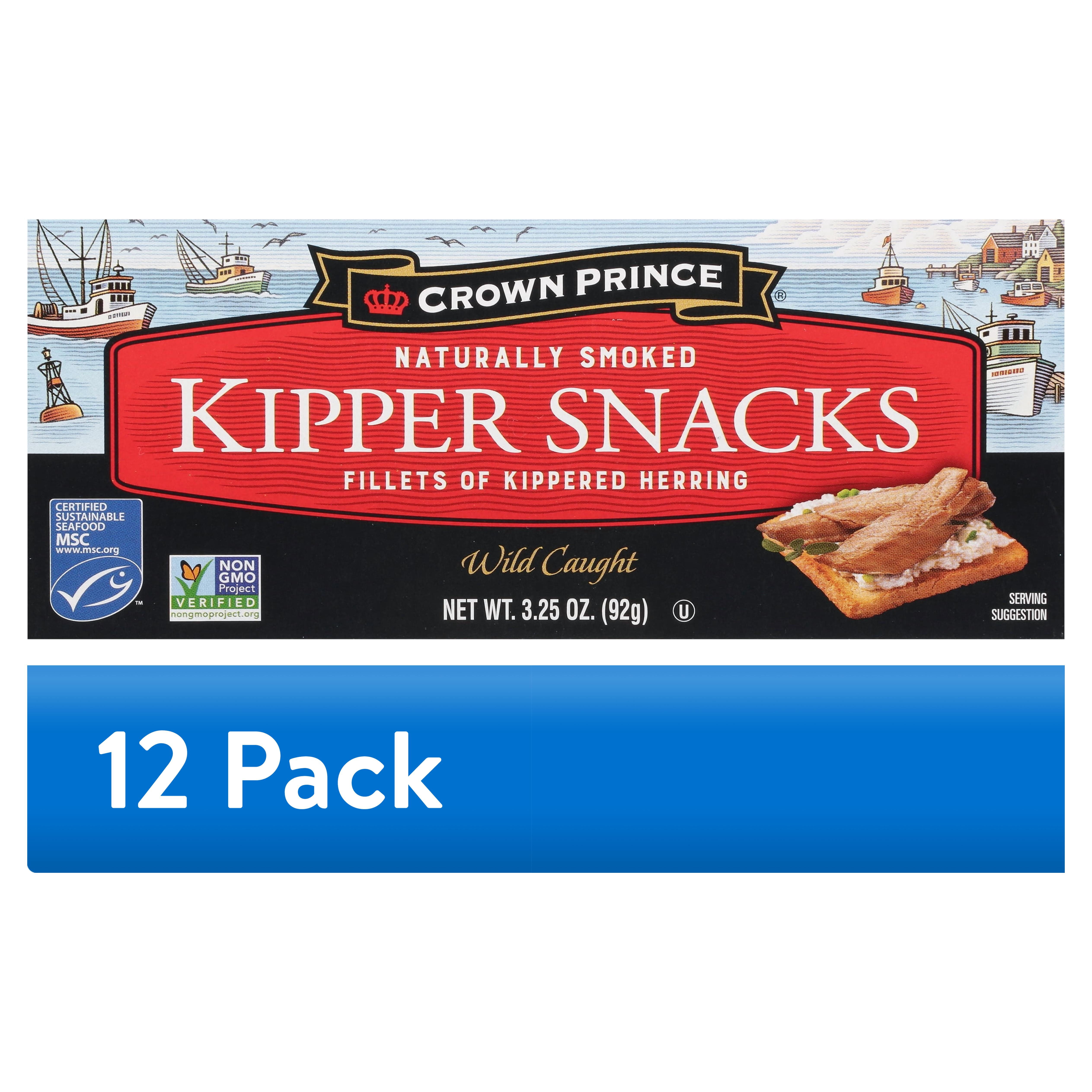 (12 pack) Crown Prince Kipper Snacks, Naturally Smoked, 3.25 oz Can ...