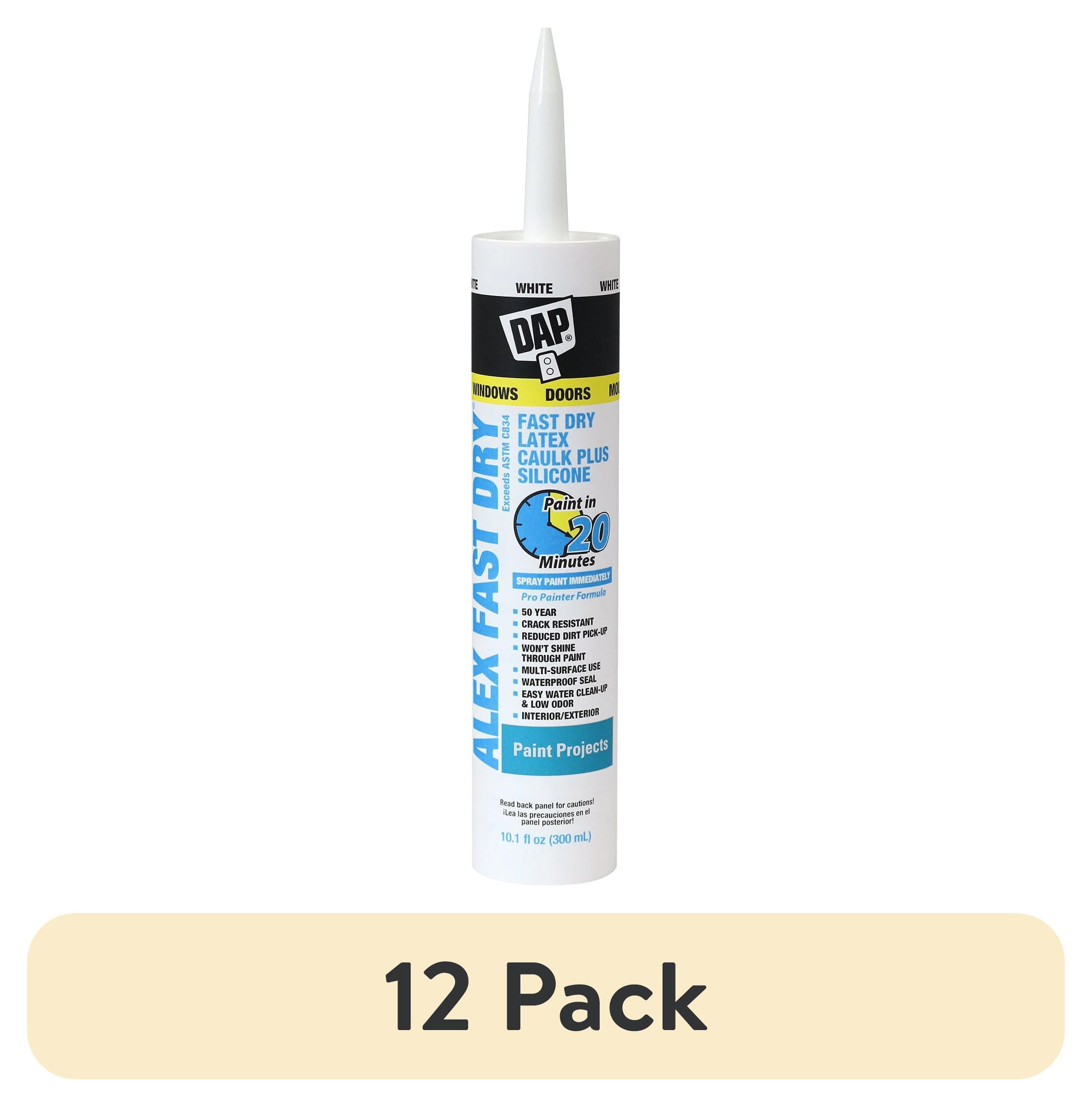 (12 pack) DAP Alex Fast Dry 10.1 oz White Acrylic Latex Silicone Caulk ...