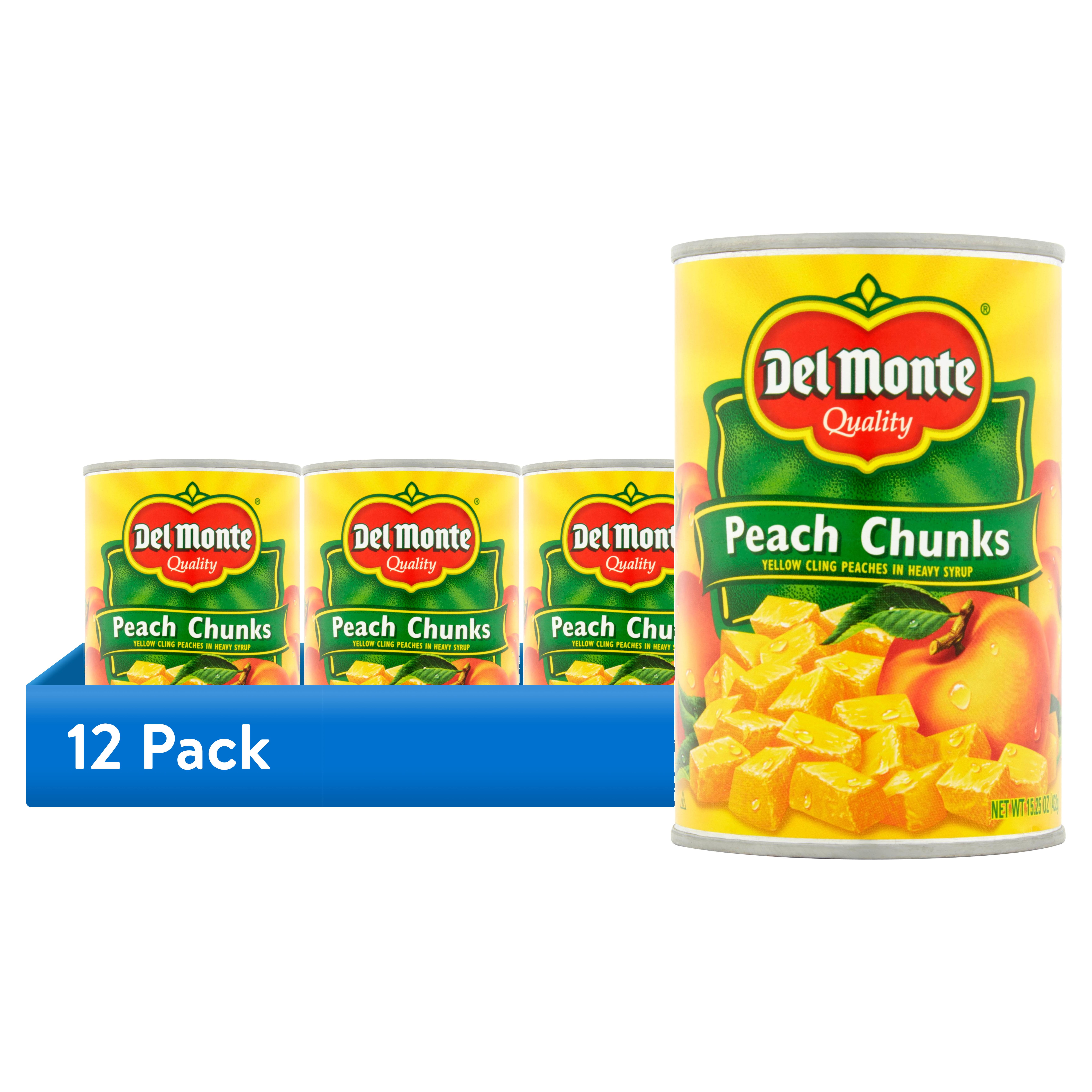 (12 pack) Del Monte Yellow Cling Peach Chunks, Canned Fruit, 15.25 oz ...