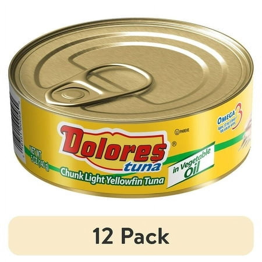 (12 pack) Dolores Tuna, Chunk Light Yellowfin Tuna in Vegetable Oil, 5 ...