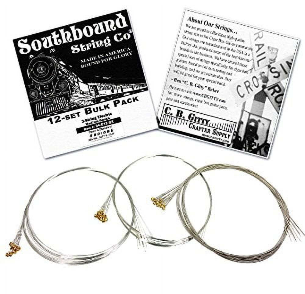 12-pack Electric "Medium" 3-String Cigar Box Guitar String Sets - Open ...