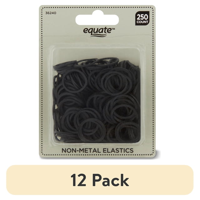 (12 pack) Equate Non-Metal Hair Bands, Black, for Ponytails, Braids ...