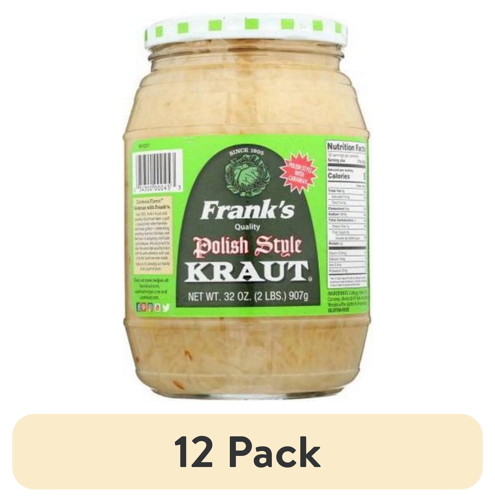 (12 pack) Frank's Quality Polish Style Sauerkraut, 32 oz, Jar. Shredded ...