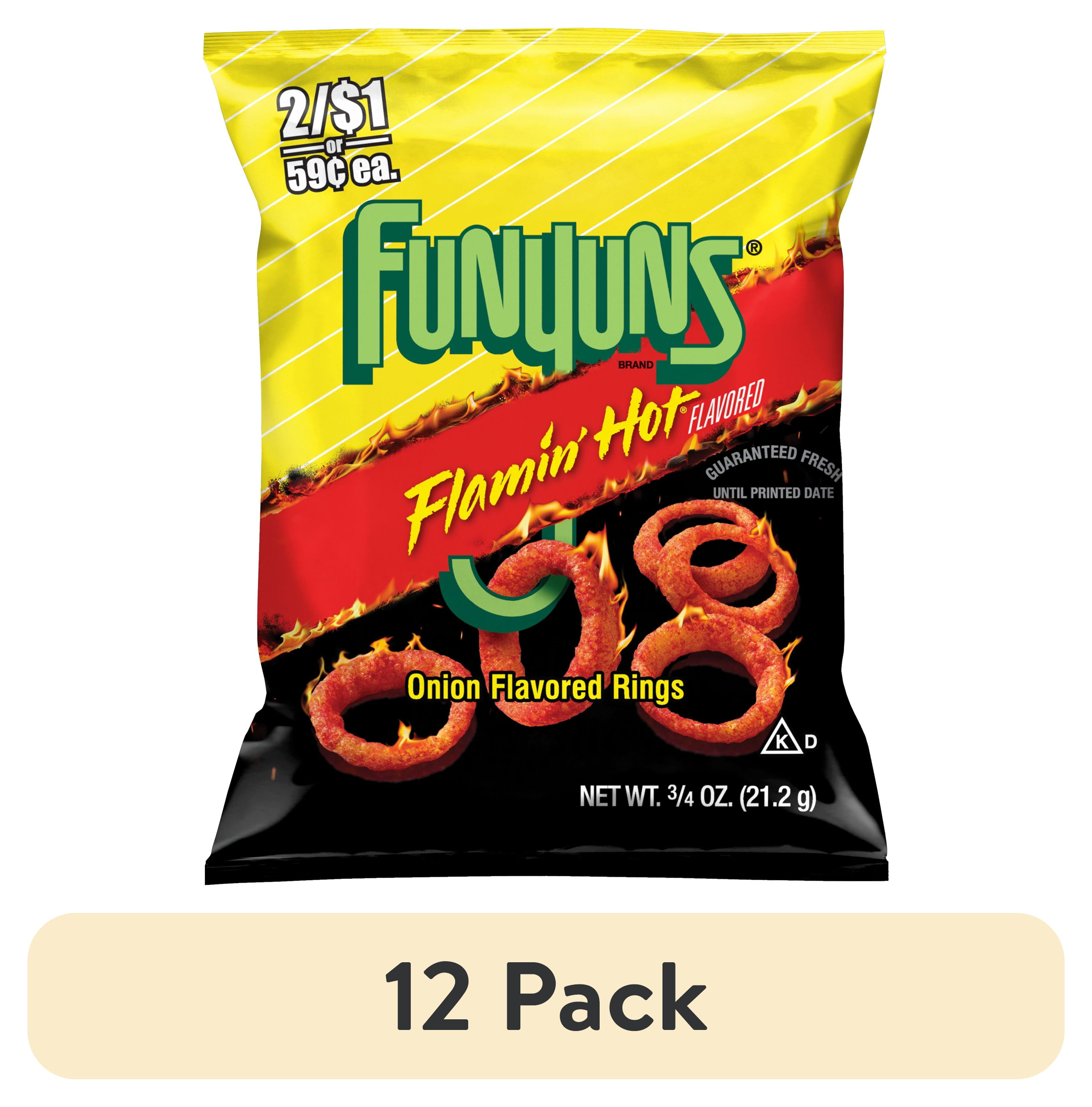 (12 pack) Funyuns Flamin' Hot Onion Flavored Rings Snack Chips, 0.75 Ounce Bag - Walmart.com