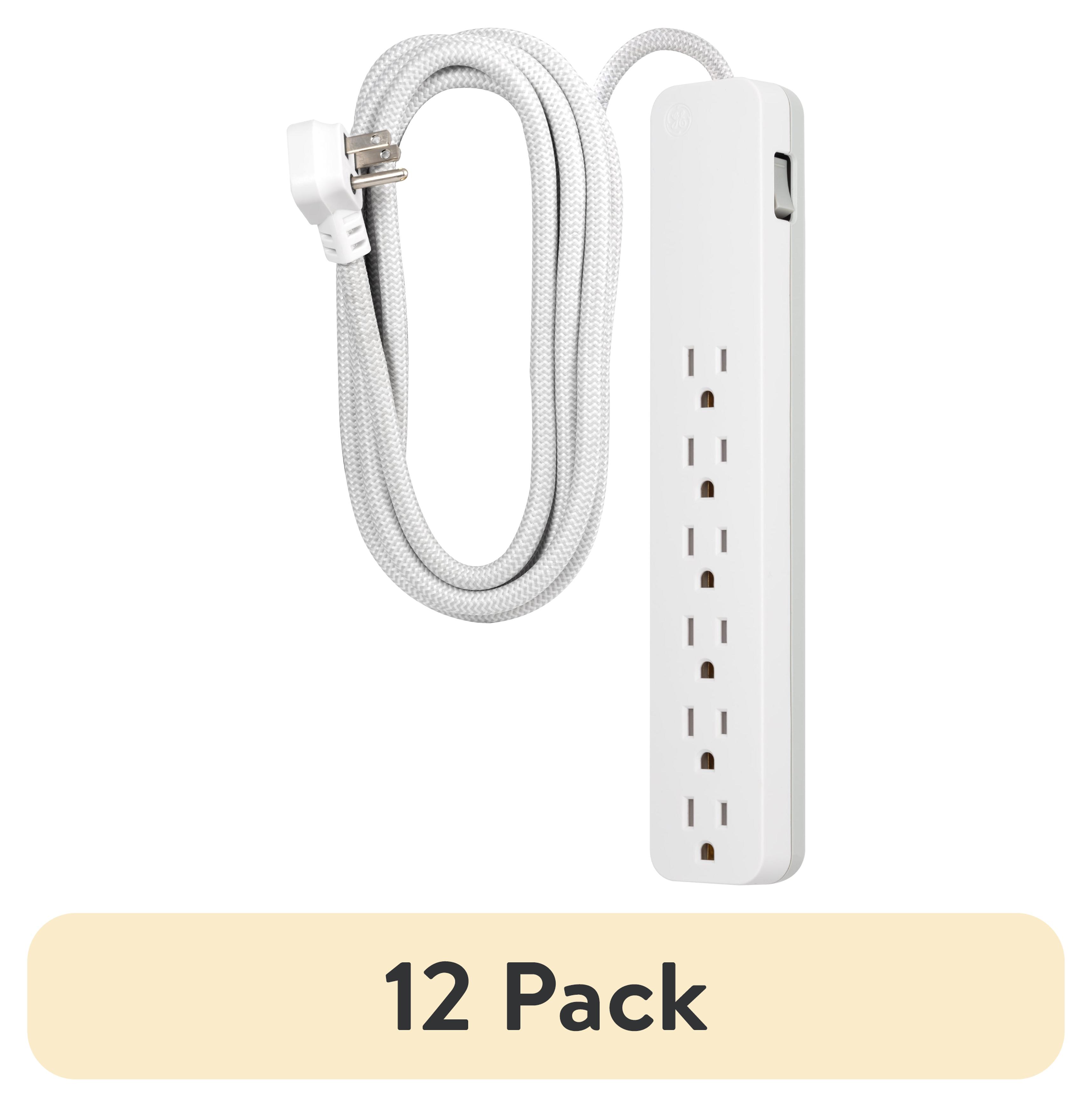 (12 pack) GE 6-Outlet Surge Protector, 840J, 10ft. Braided Cord, White ...