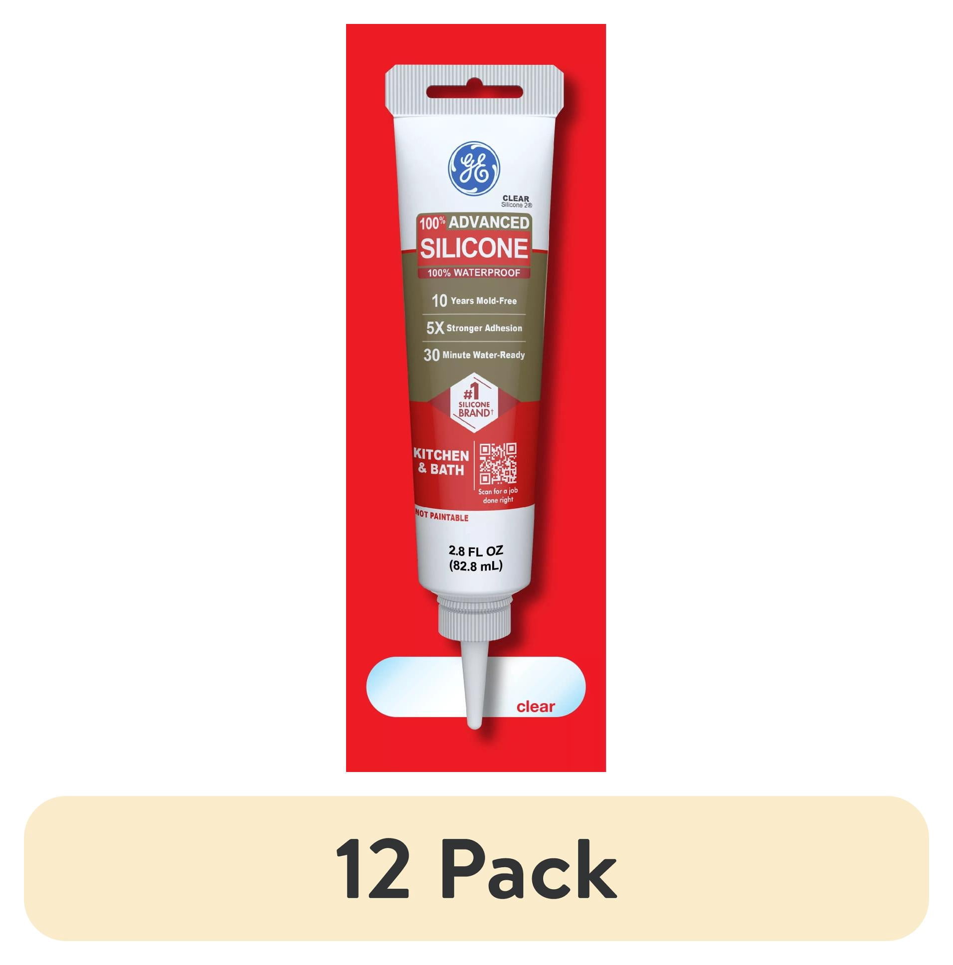 (12 pack) GE Advanced Silicone Kitchen & Bath Sealant, Pack of 1, Clear ...