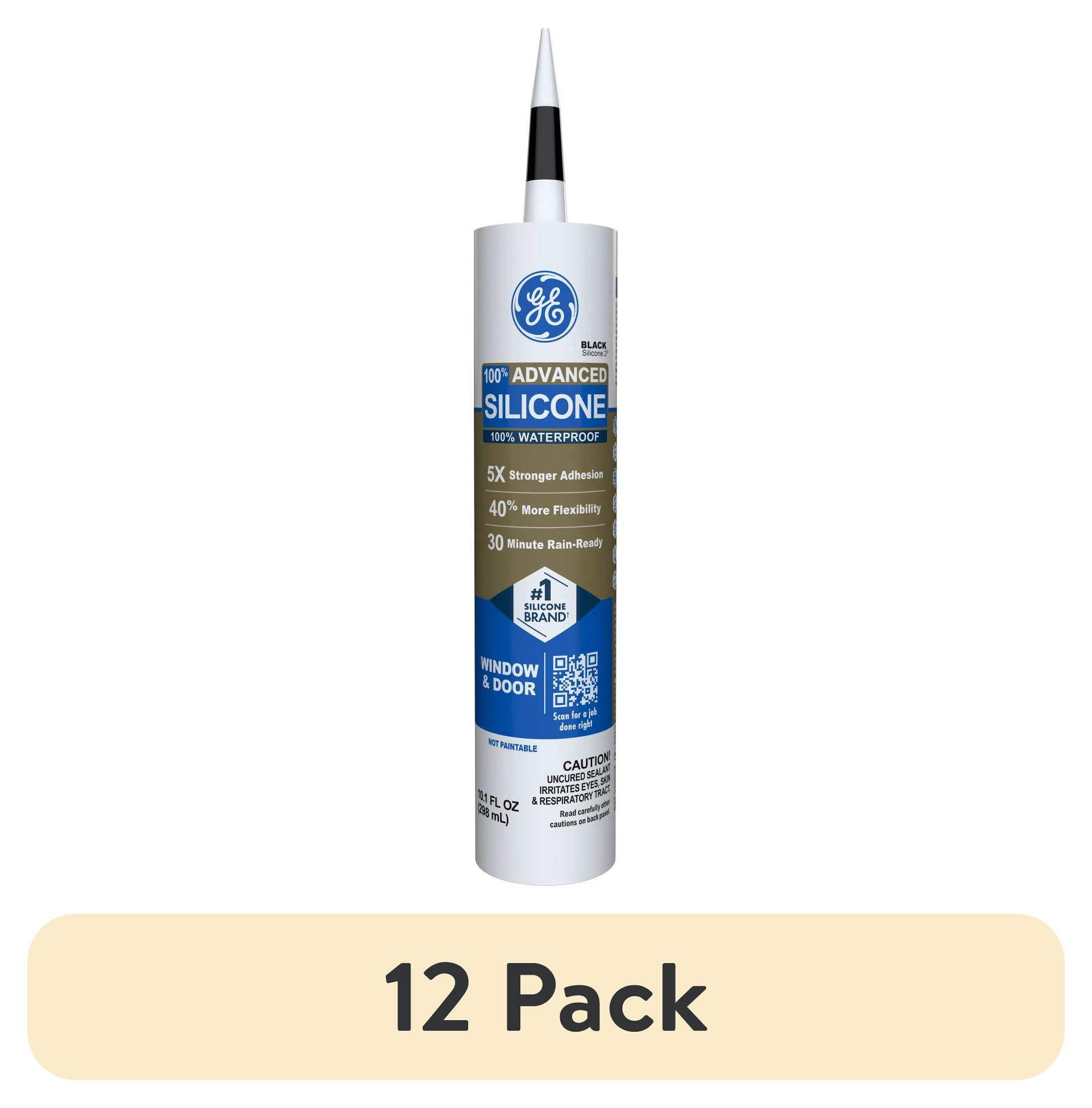 (12 pack) GE Advanced Silicone Window & Door Sealant, Pack of 1, Black 10.1 fl oz Cartridge ...