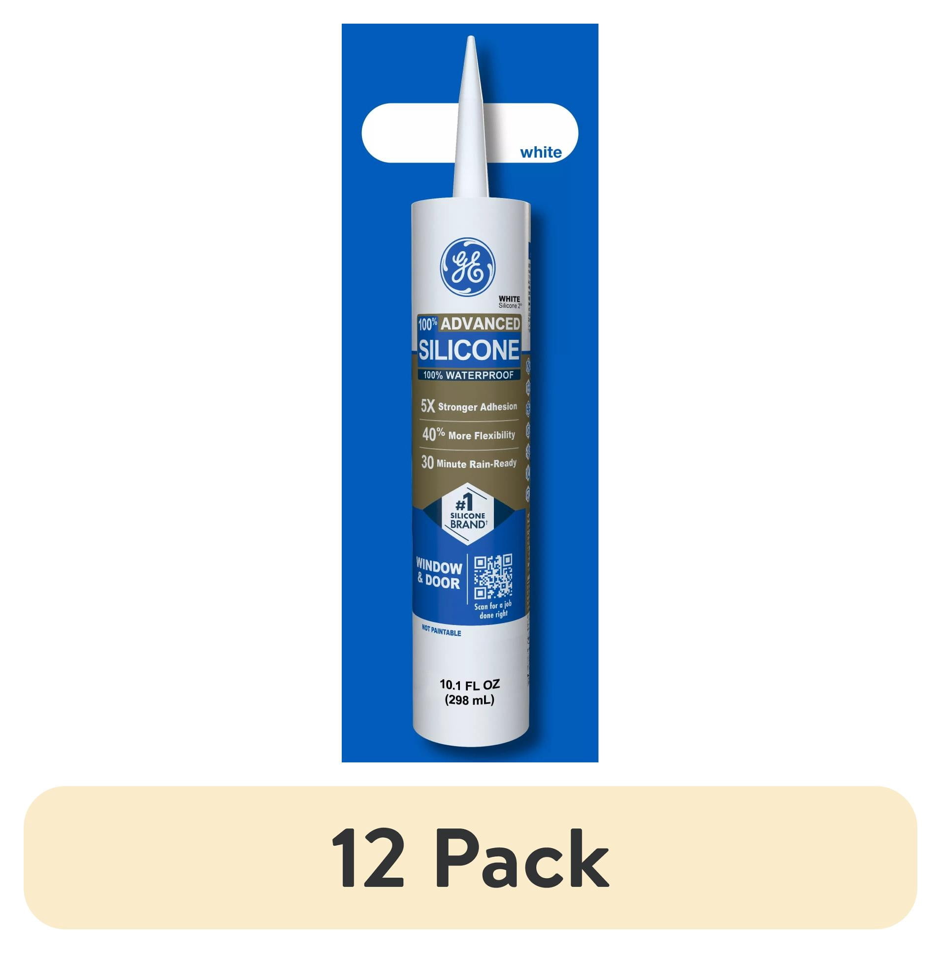 (12 pack) GE Advanced Silicone Window & Door Sealant, Pack of 1, White ...