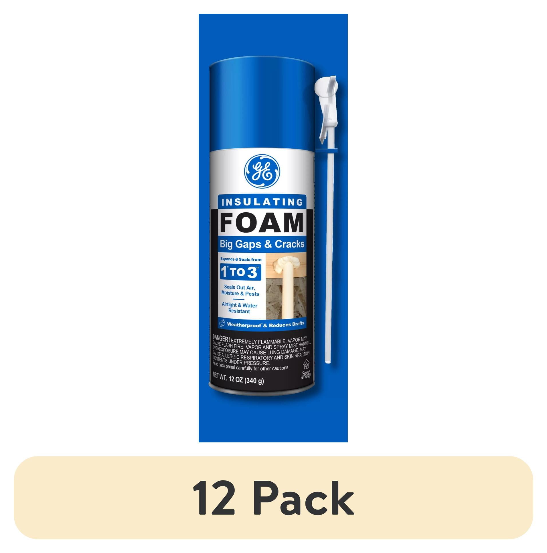 (12 pack) GE Big Gaps & Cracks Insulating Foam, Pack of 1, Yellow 12 oz ...