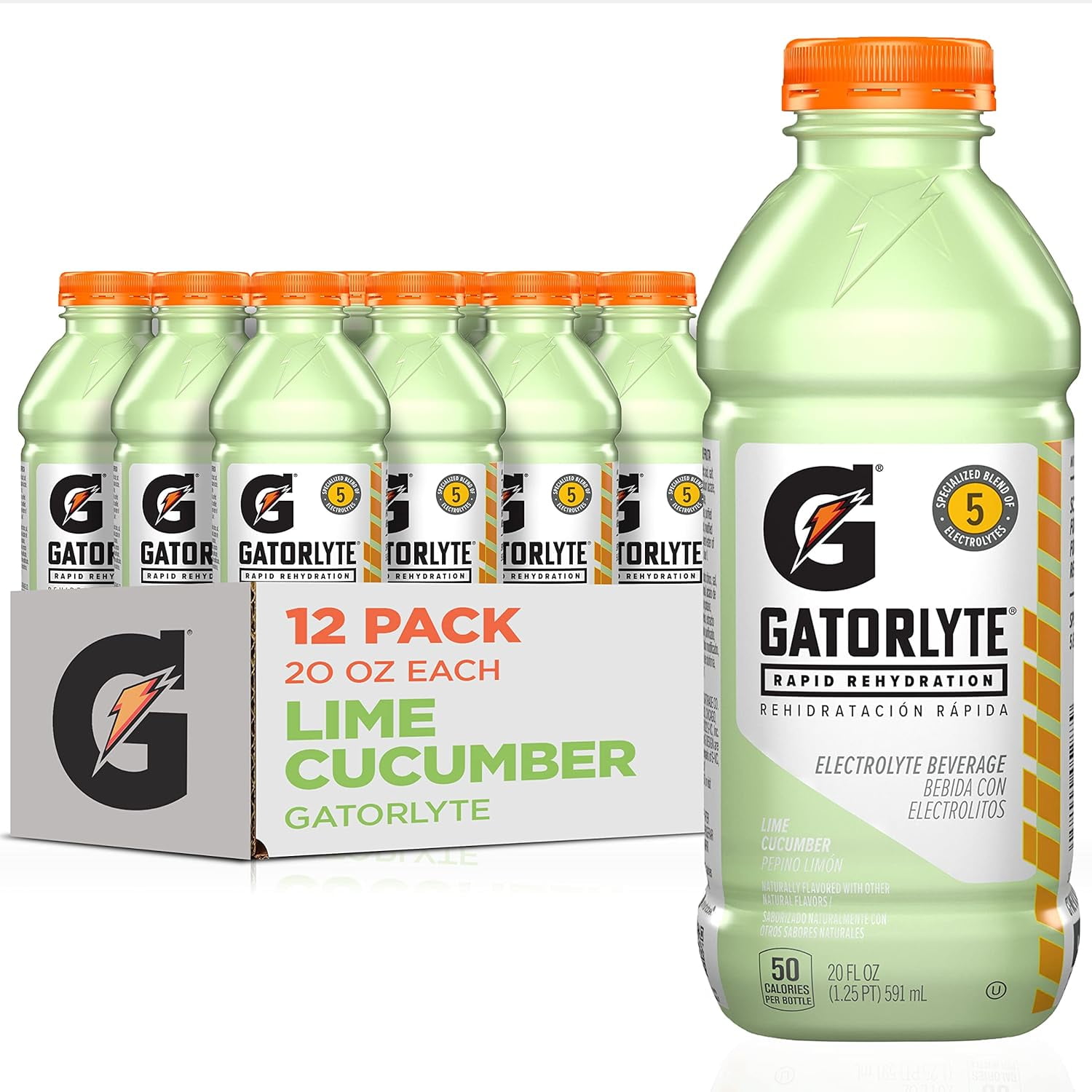 (12 pack) Gatorade Gatorlyte Lime Cucumber Electrolyte Sports Drink, 20 fl oz, 1 Count Bottle ...