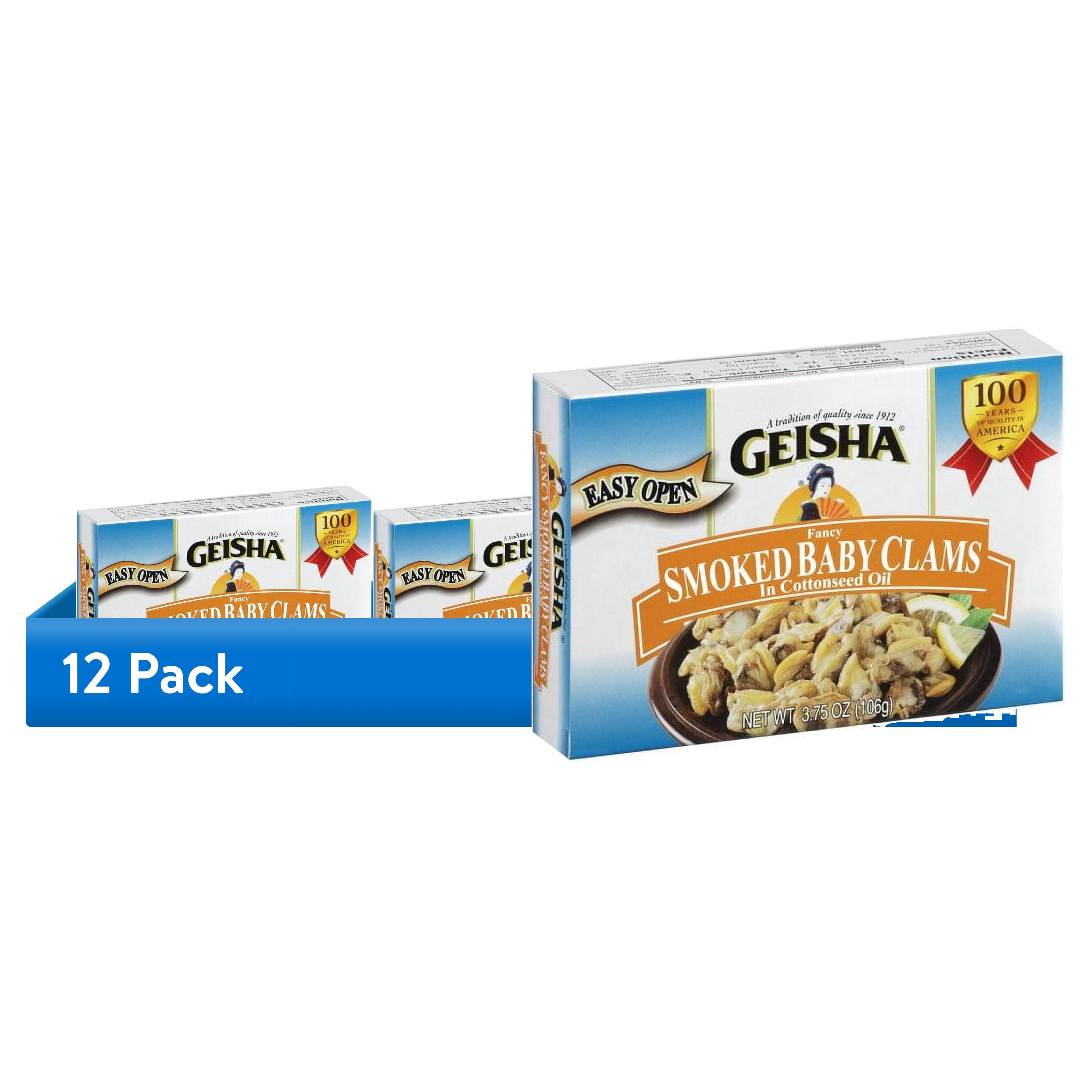 (12 pack) Geisha Canned Smoked Baby Clams, in Sunflower Oil, 3.75 Oz ...