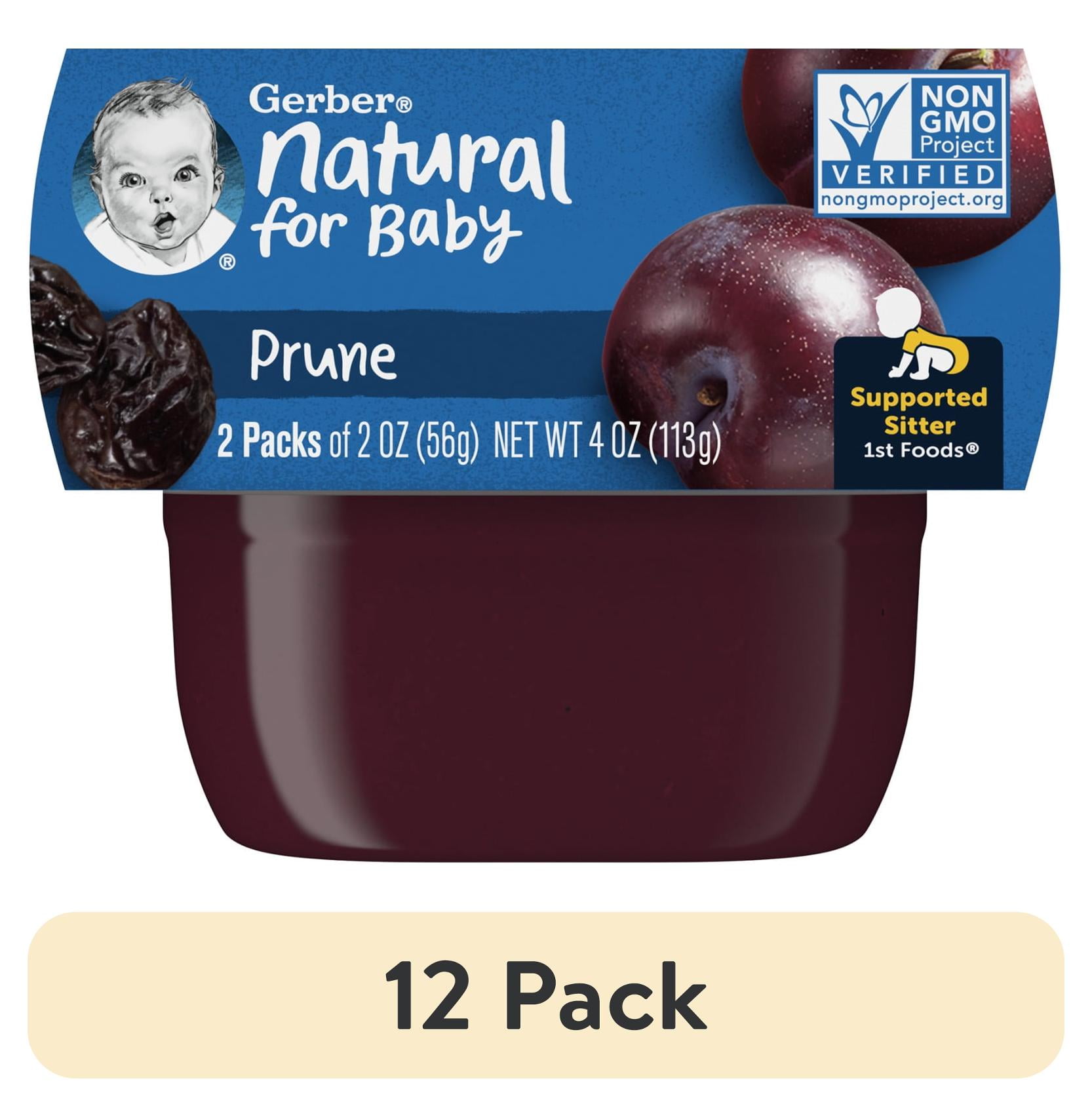 (12 pack) Gerber 1st Foods Baby Food, Prune, 2 oz Tubs (2 Pack ...