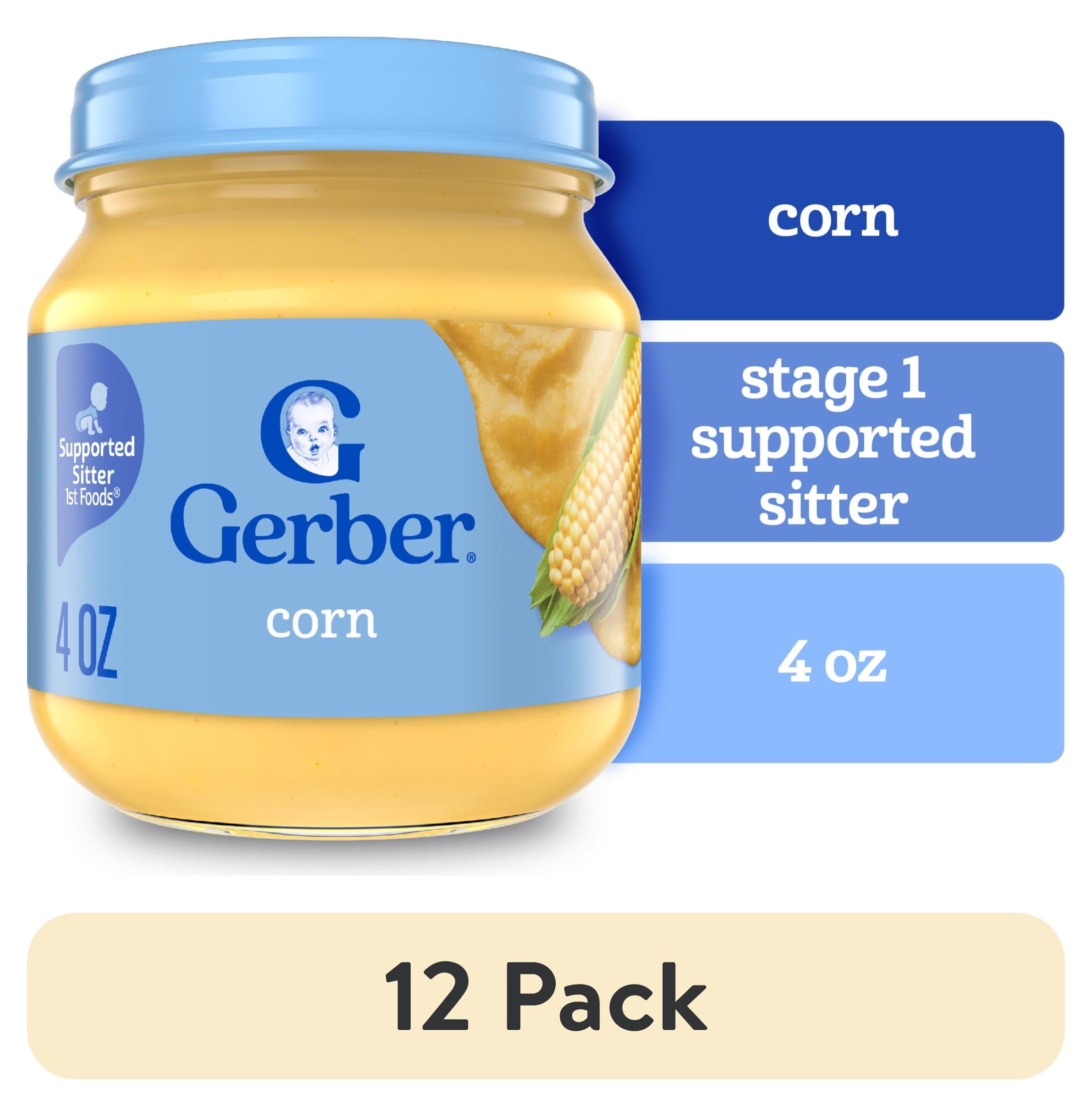 (12 pack) Gerber 1st Foods Natural for Baby Baby Food, Corn, 4 oz Jar ...