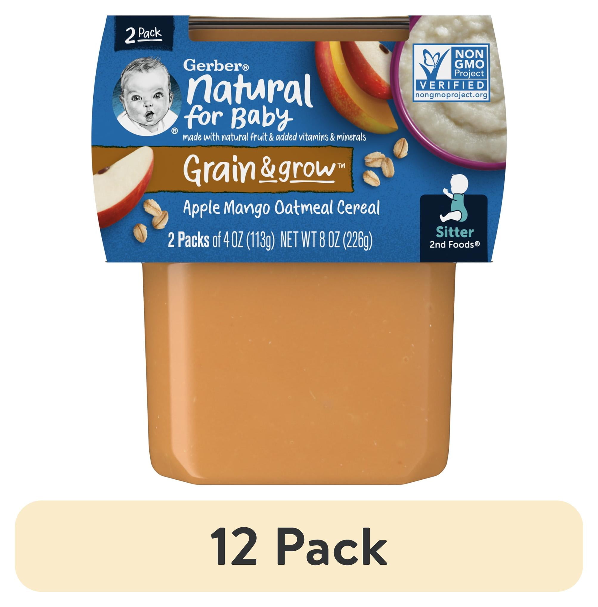 (12 pack) Gerber 2nd Foods Baby Food, Apple Mango with Rice Cereal, 4 ...