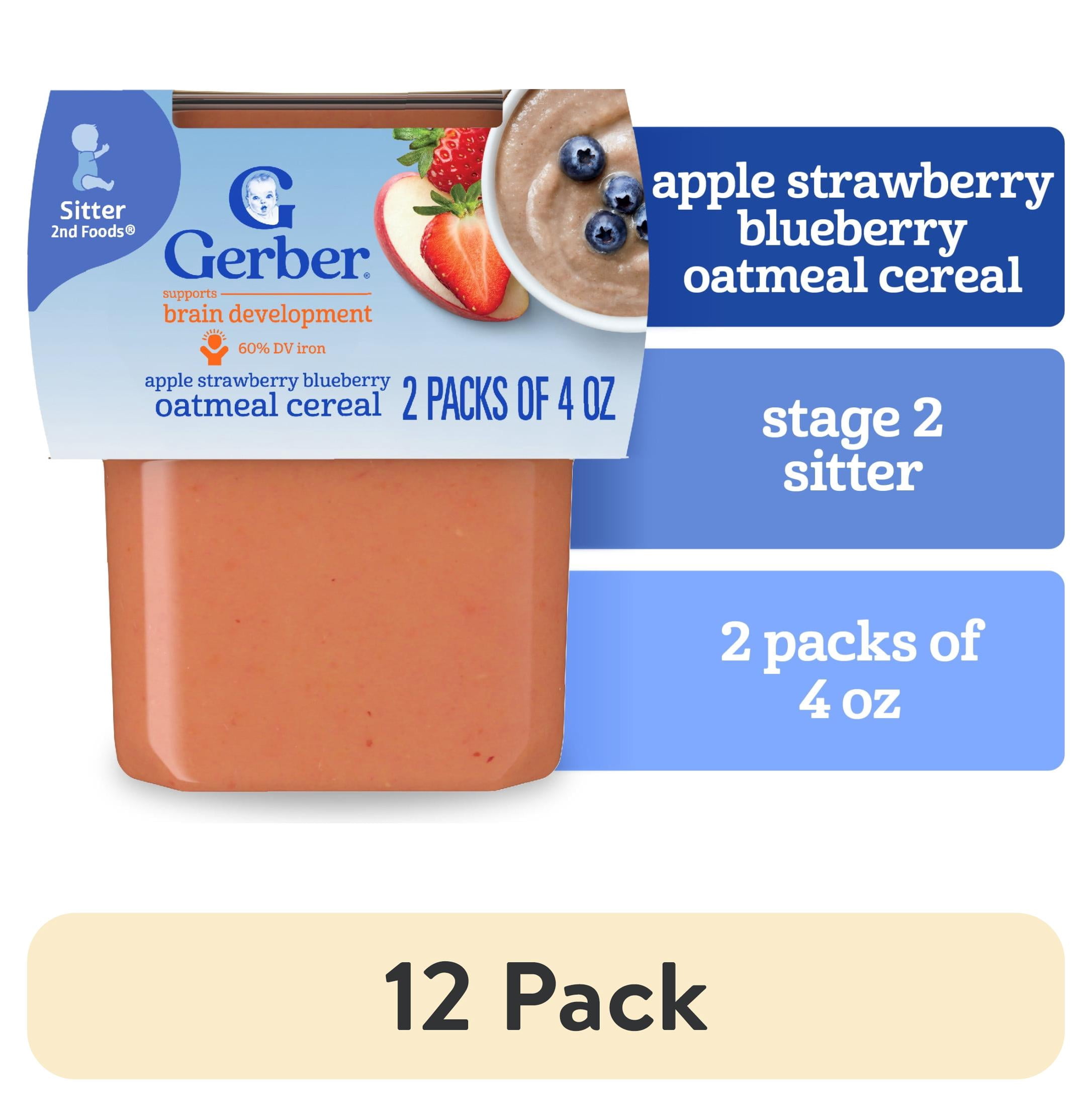 (12 pack) Gerber Stage 2 Baby Food, Apple Strawberry Blueberry Oatmeal ...