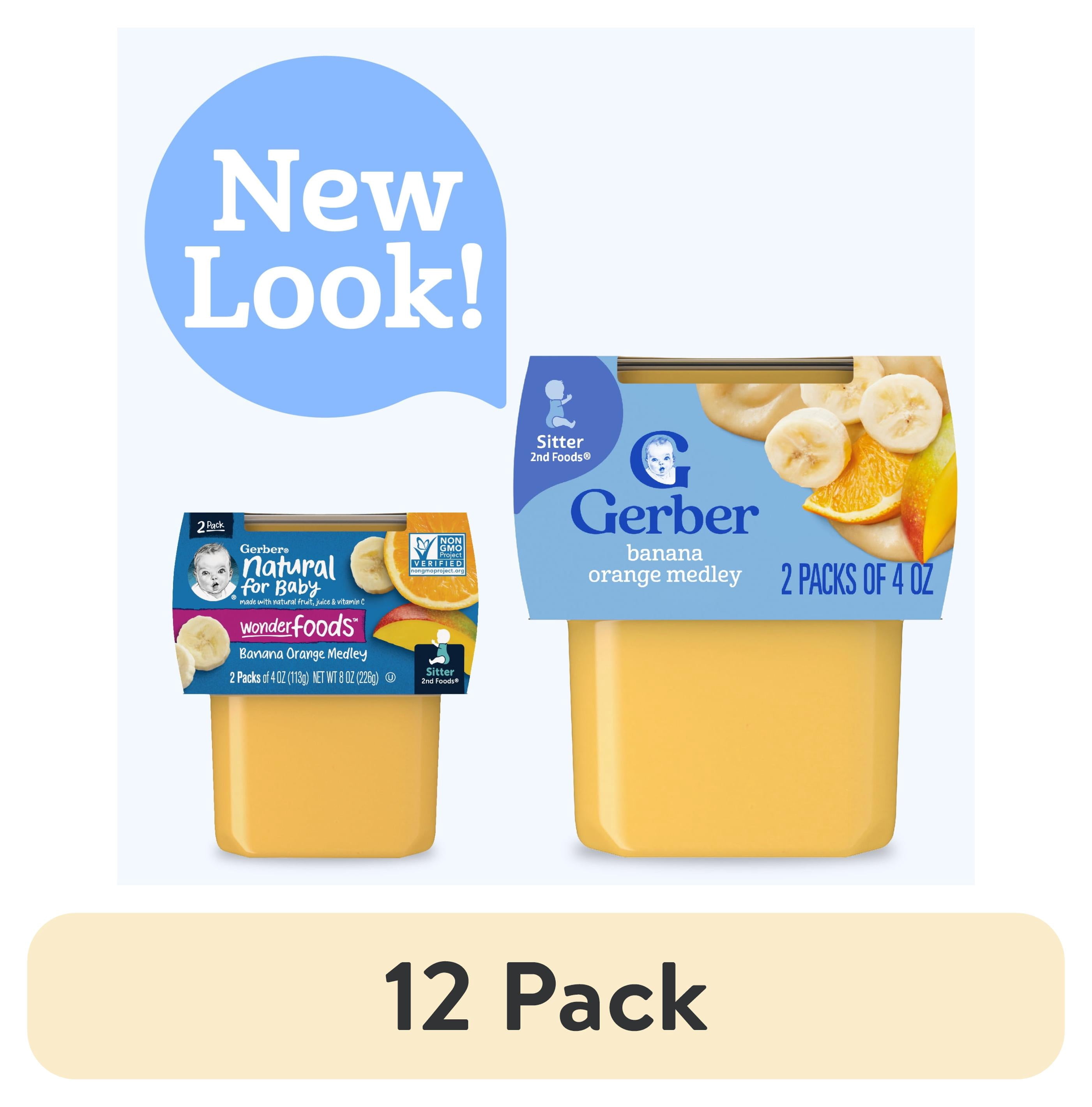 (12 pack) Gerber 2nd Foods Baby Food, Banana Orange Medley, 4 oz Tubs ...