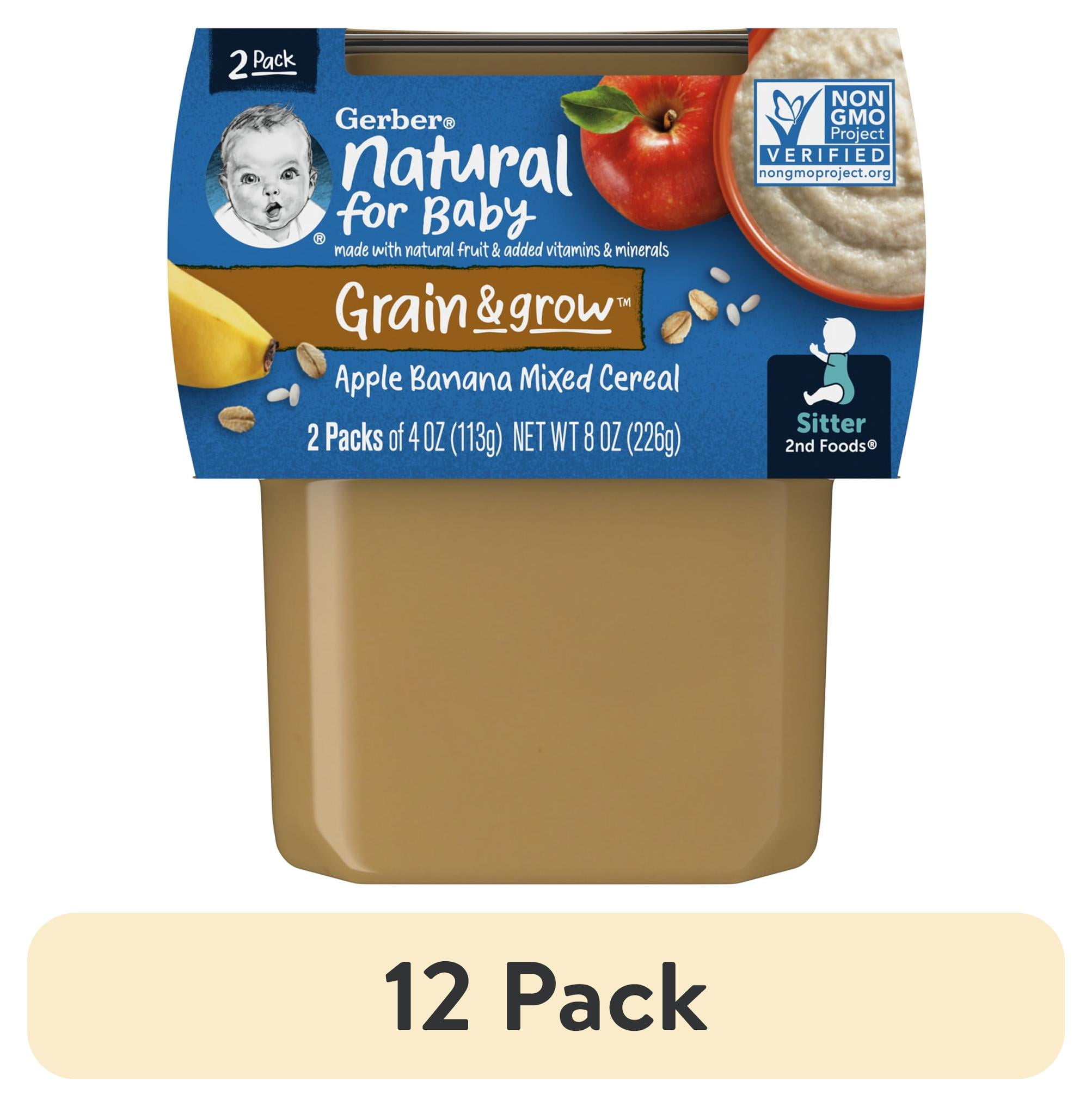 (12 pack) Gerber 2nd Foods Baby Food, Grain & Grow Apple & Banana Mixed ...