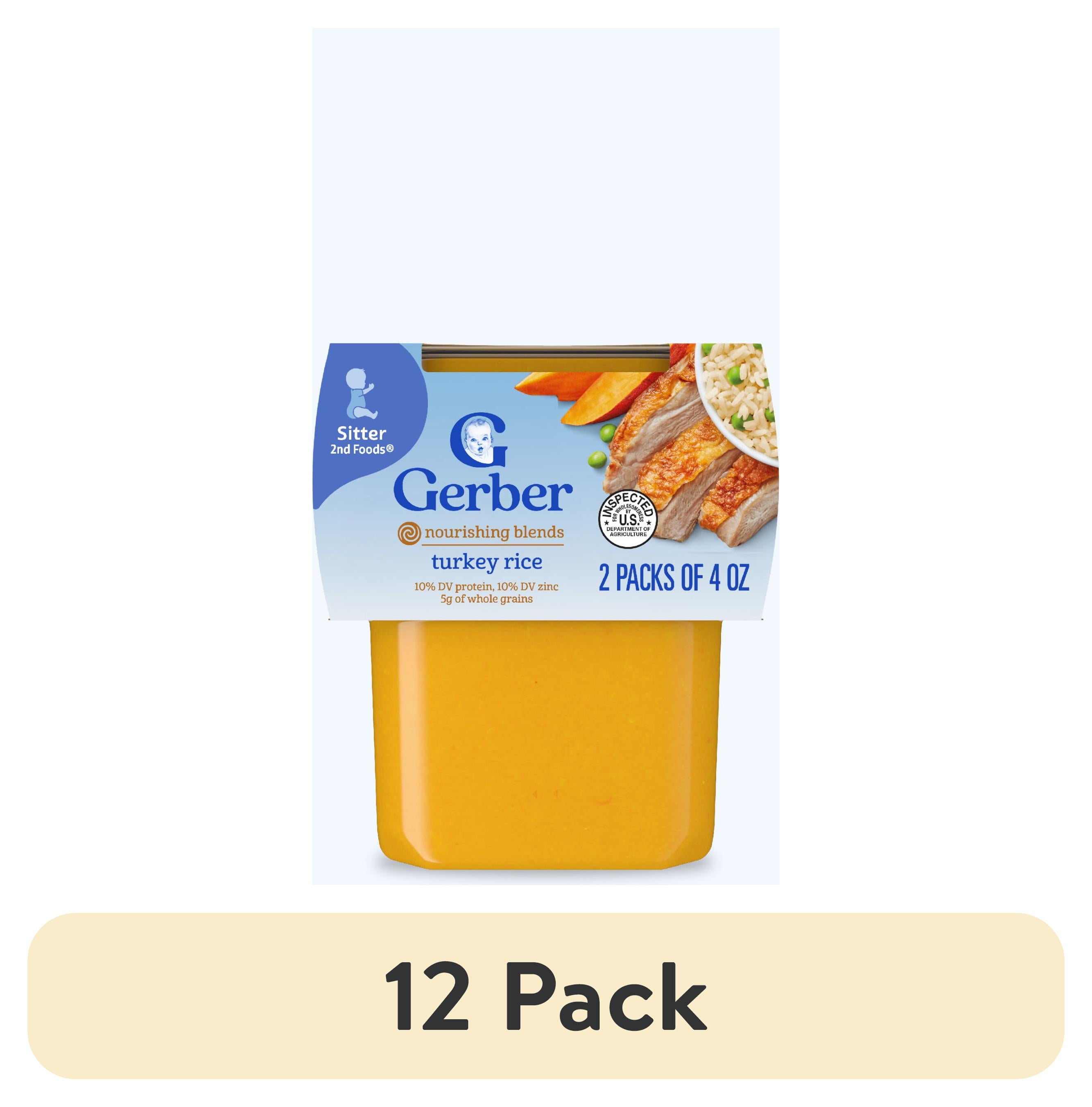 (12 pack) Gerber 2nd Foods Baby Foods, Turkey & Rice, 4 oz Tub (2 Pack ...