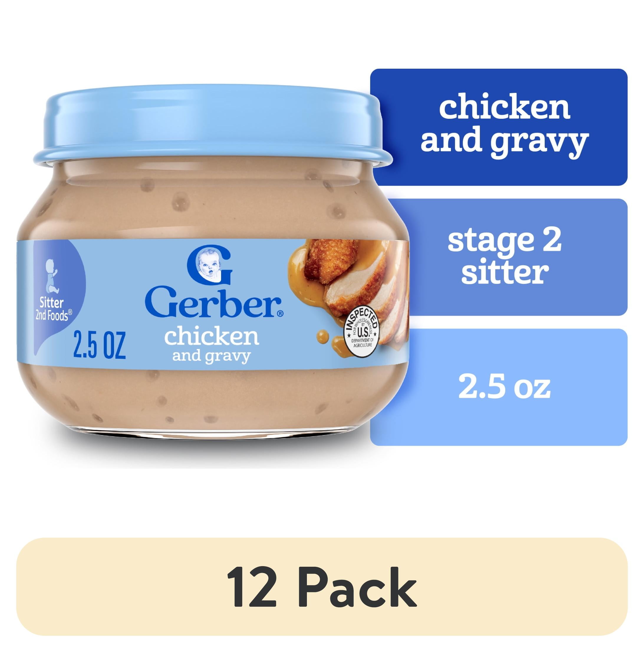(12 pack) Gerber Stage 2, Chicken and Gravy Jar, Baby Food, Mealtime ...
