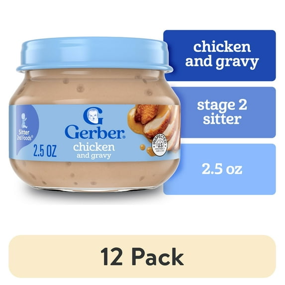 (12 pack) Gerber Stage 2, Chicken and Gravy Jar, Baby Food, Mealtime ...