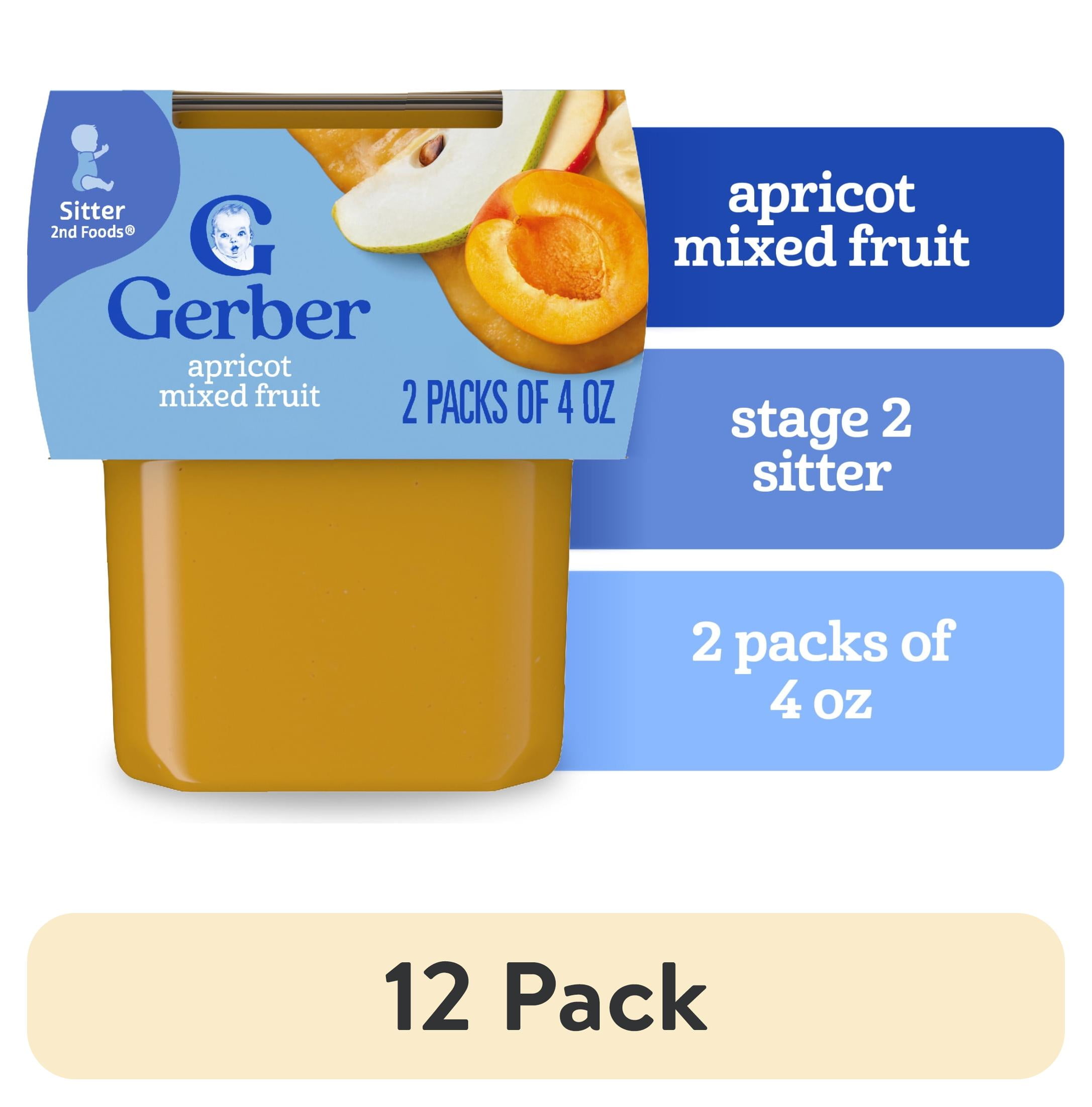 (12 pack) Gerber 2nd Foods Natural for Baby Baby Food, Apricot Mixed ...
