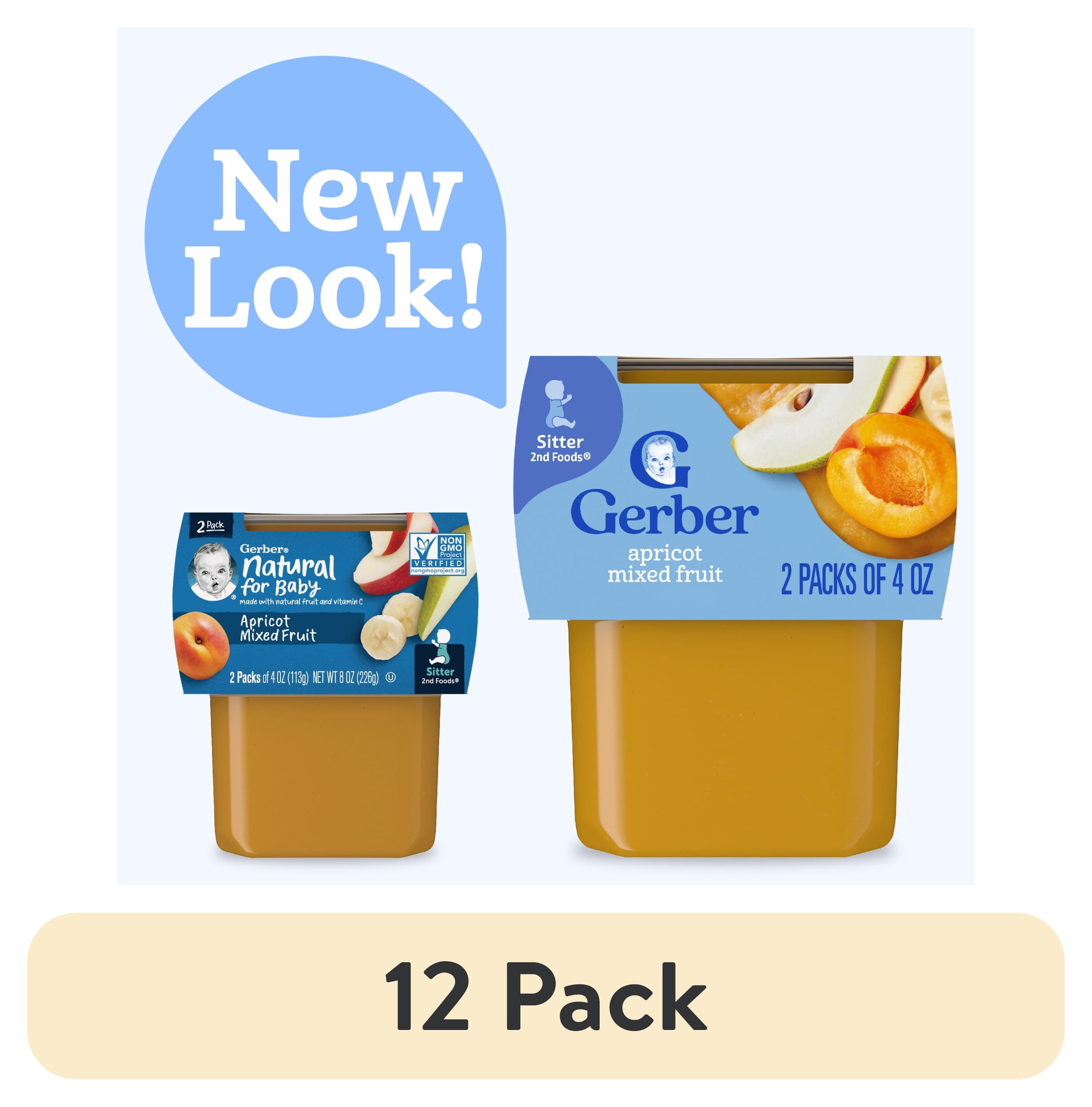(12 pack) Gerber 2nd Foods Natural for Baby Baby Food, Apricot Mixed ...