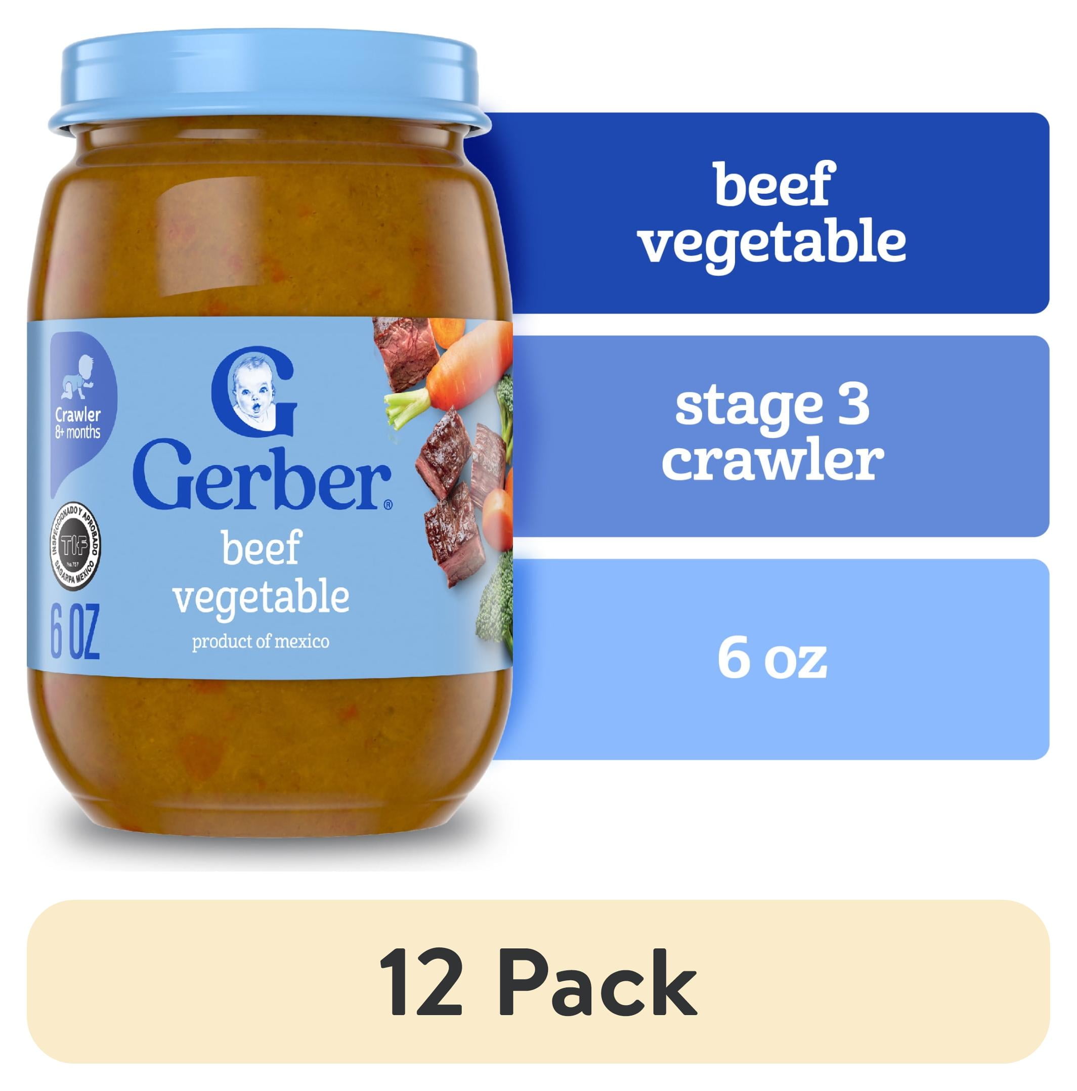 (12 pack) Gerber 3rd Foods Mealtime for Baby Baby Food, Beef Vegetable ...