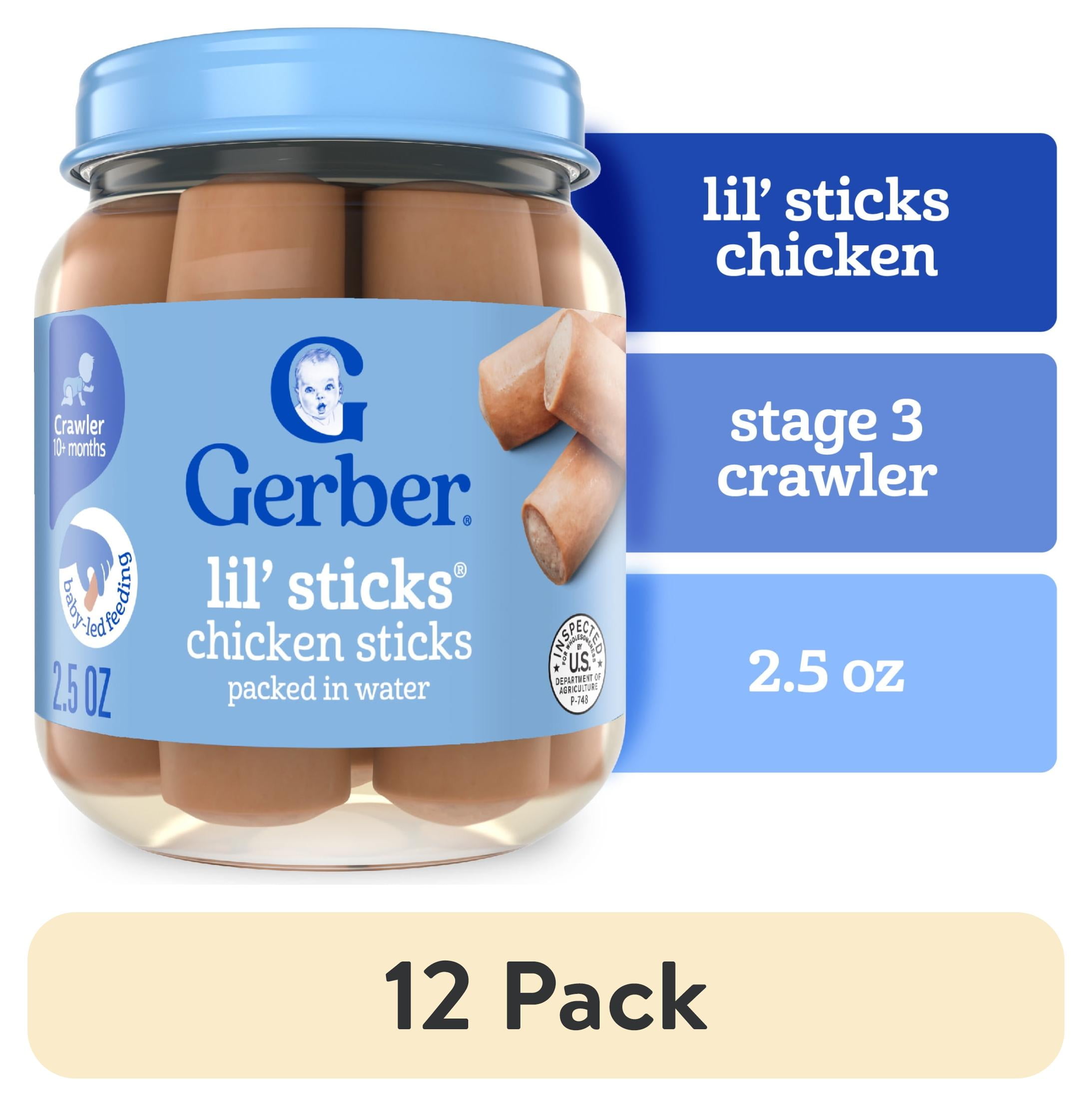 (12 pack) Gerber 3rd Foods Mealtime for Baby Lil' Sticks, Chicken, 2.5 ...
