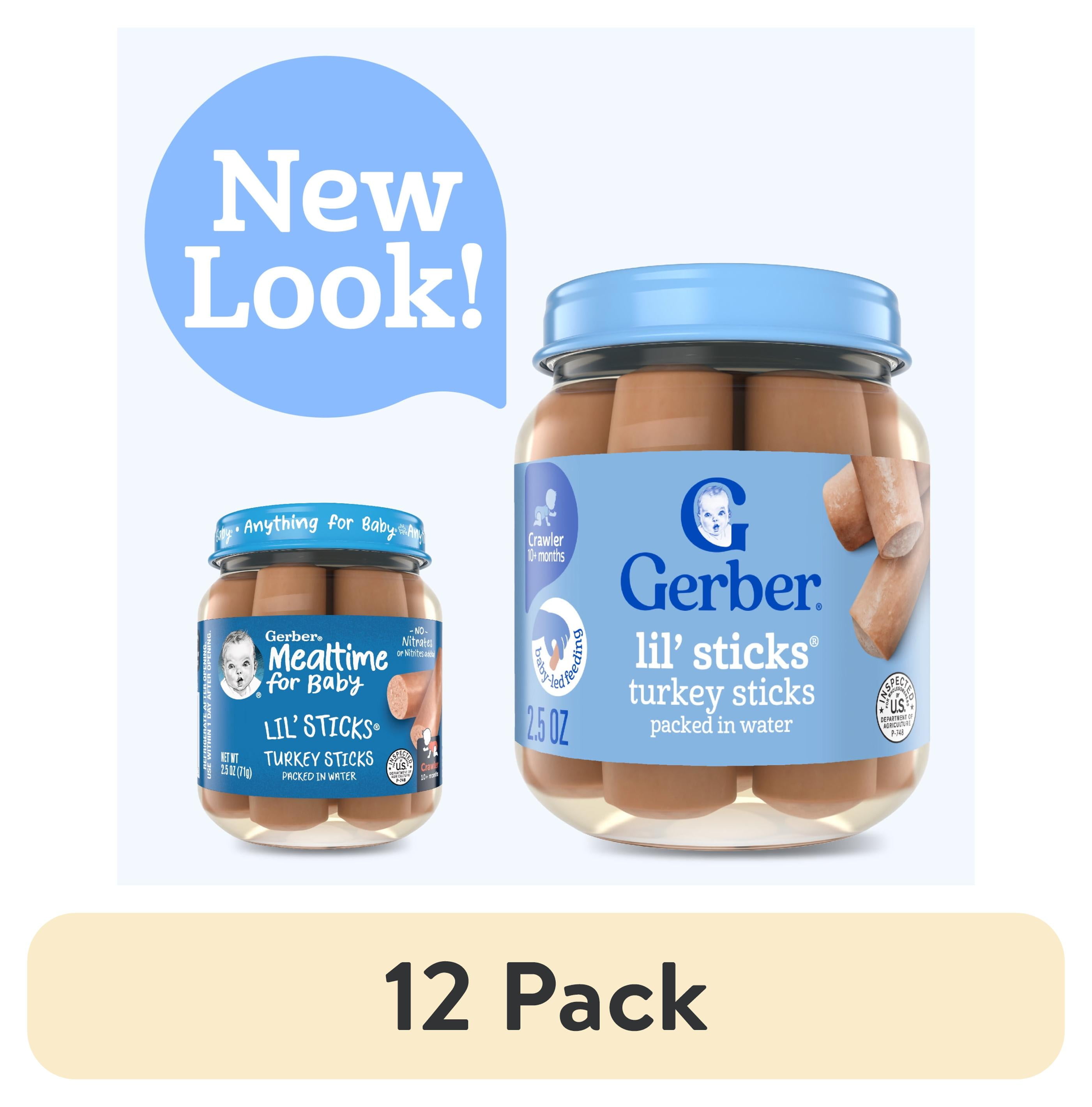 (12 pack) Gerber 3rd Foods Mealtime for Baby Lil' Sticks, Turkey, 2.5 ...
