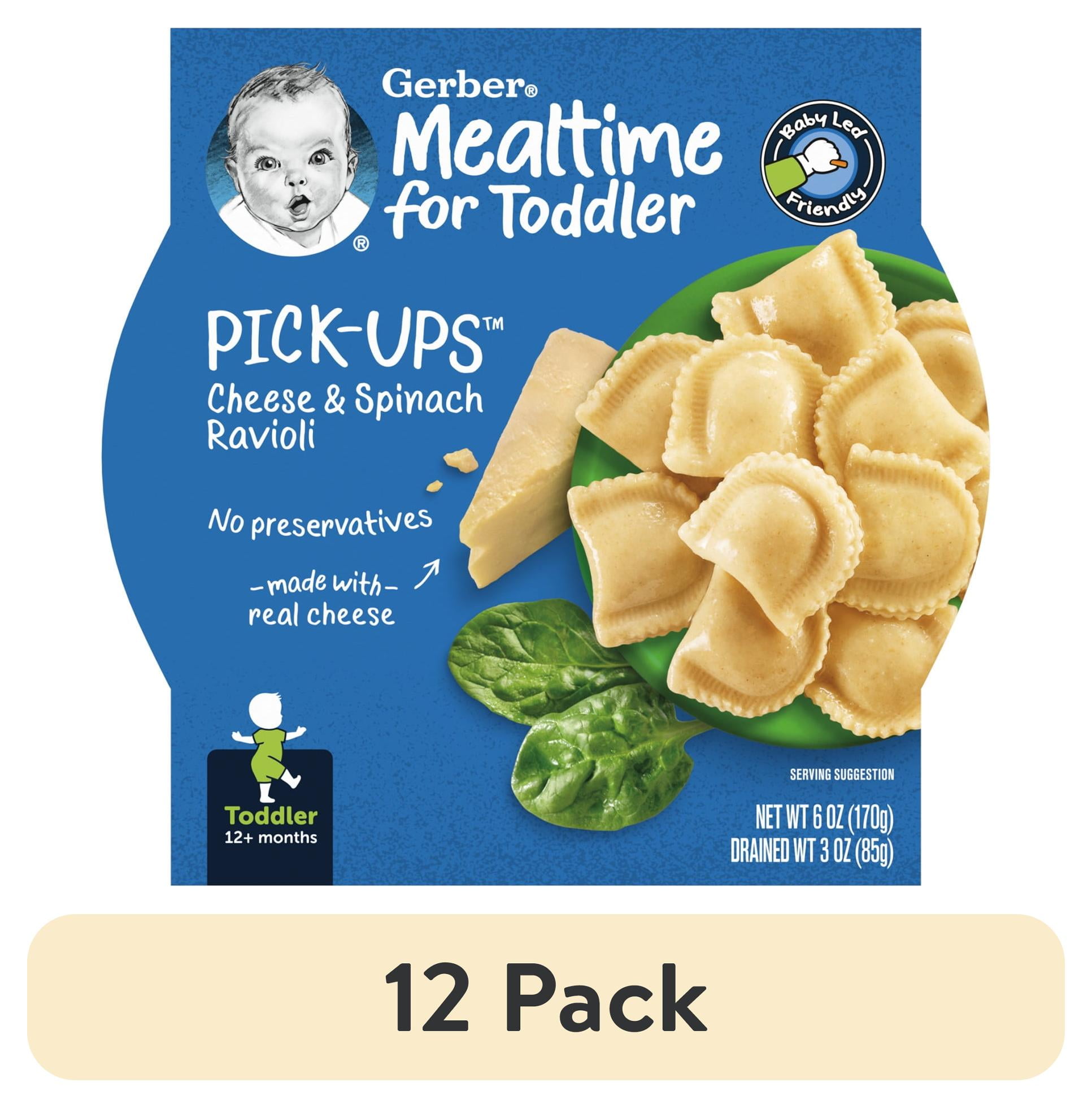(12 pack) Gerber Mealtime for Toddler, Pick-Ups, Cheese & Spinach ...