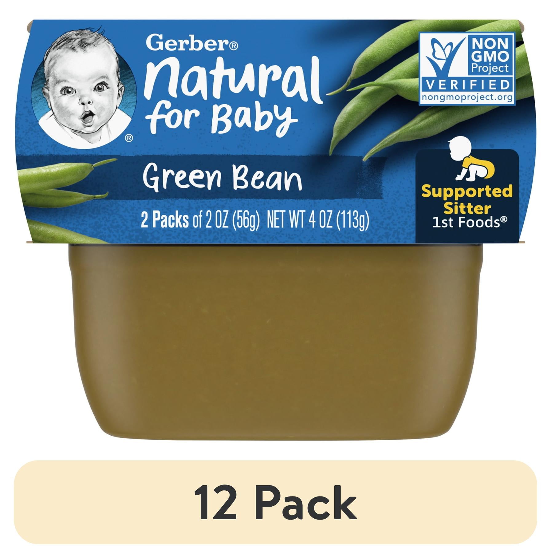 (12 pack) Gerber Stage 1 Baby Food, Green Bean, 2 oz Tubs (2 Pack ...