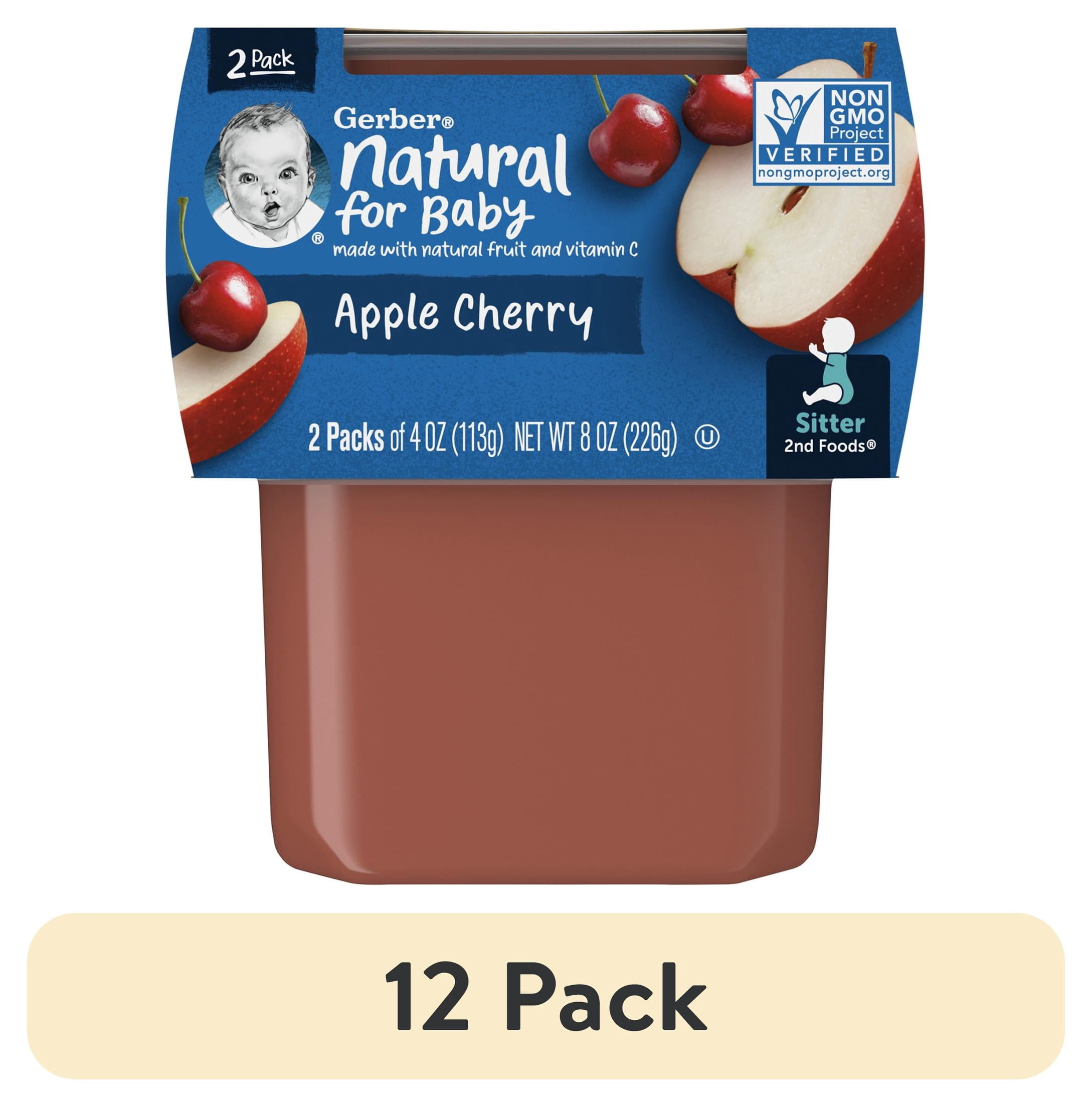 (12 pack) Gerber Stage 2 Baby Food, Apple Cherry, 4 oz Tubs (2 Pack ...